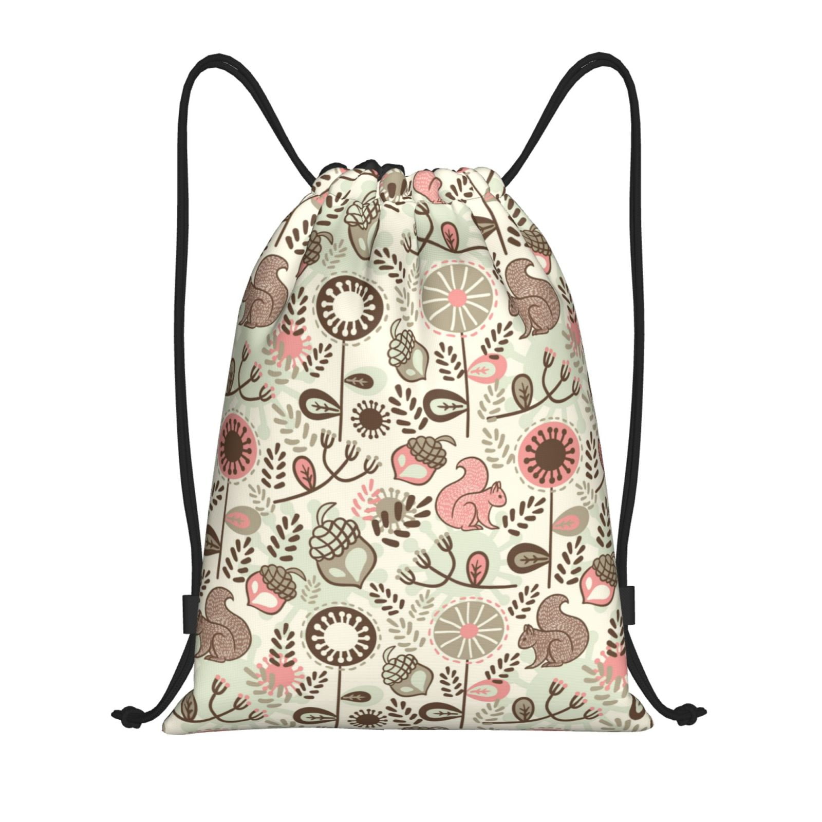 Drawstring Backpack - Bohemian Cartoon Cute Squirrel Cheer Gym Bag for ...