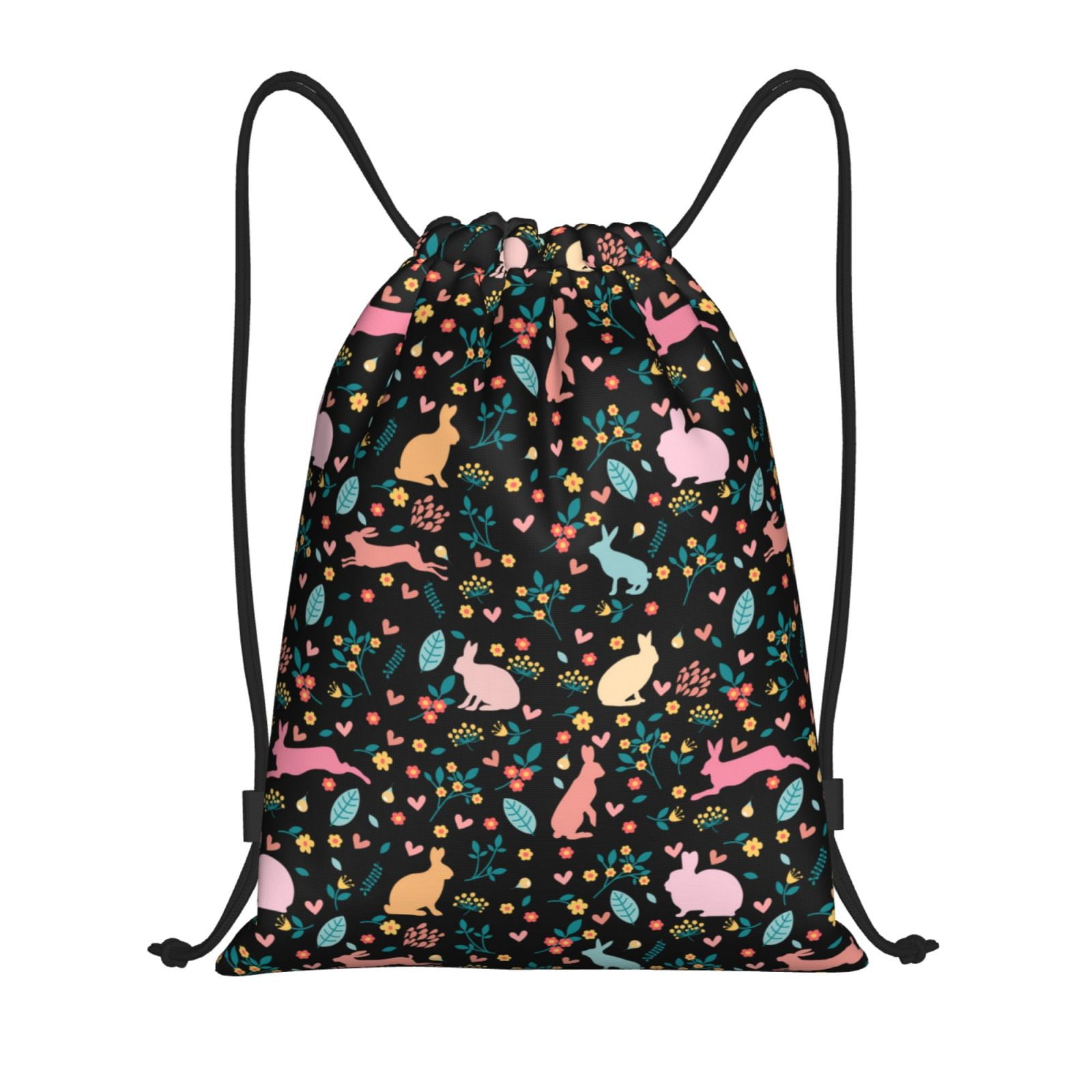 Drawstring Backpack Bohemian Cute Rabbit Flower Sports Gym Bag for Men ...
