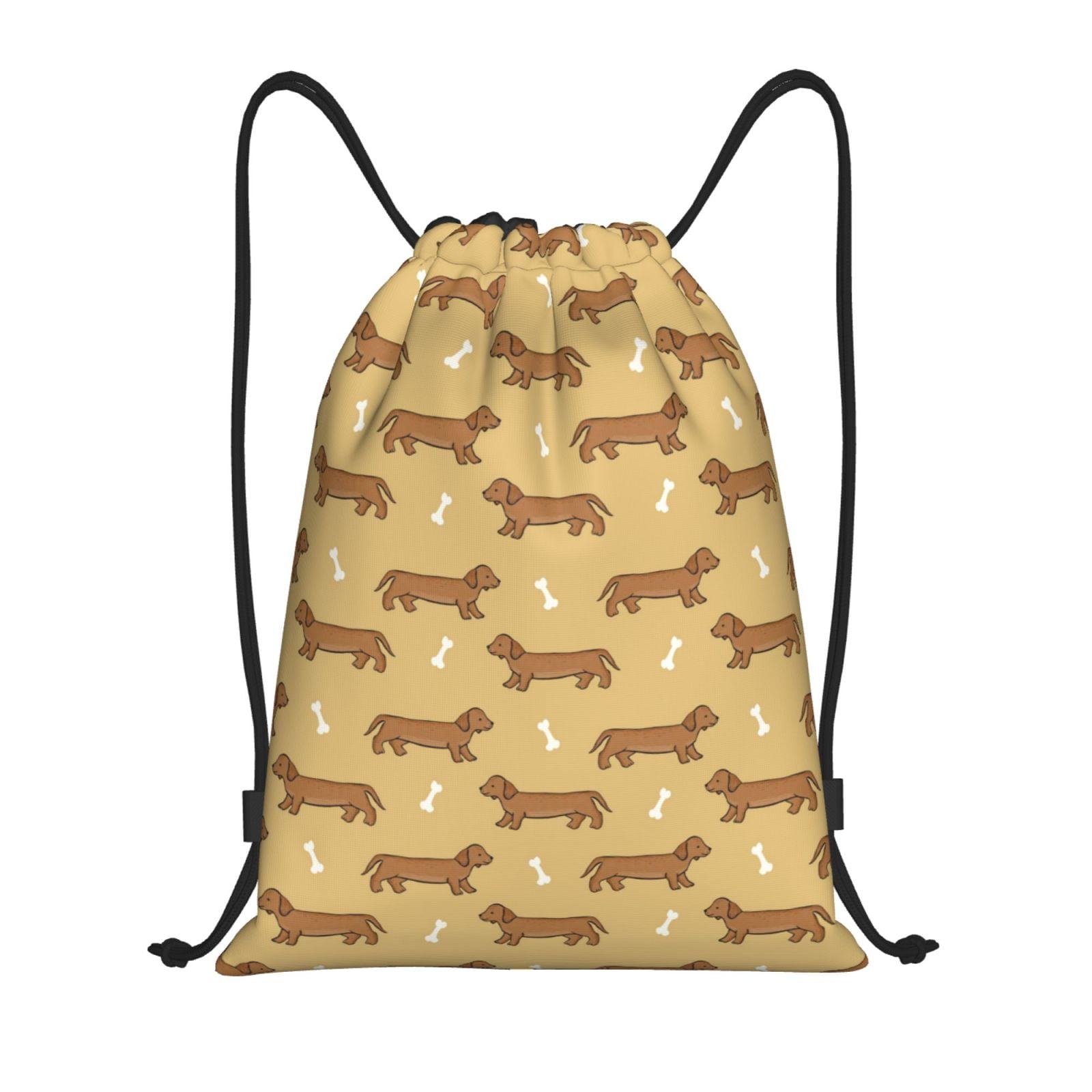 Drawstring Backpack - Brown Dachshund Dog Puppy Splash Proof Small ...