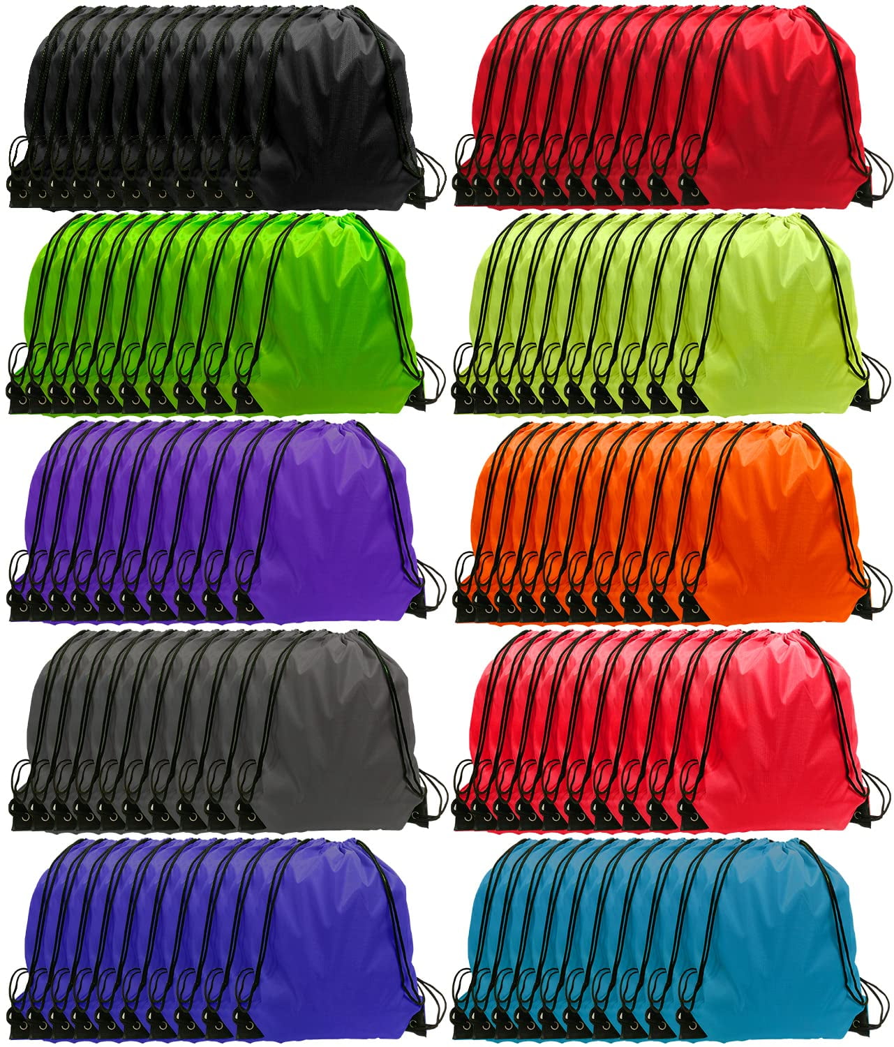 Generic Drawstring Backpack Bulk, 100 Nylon Cinch Bags, Portable ...