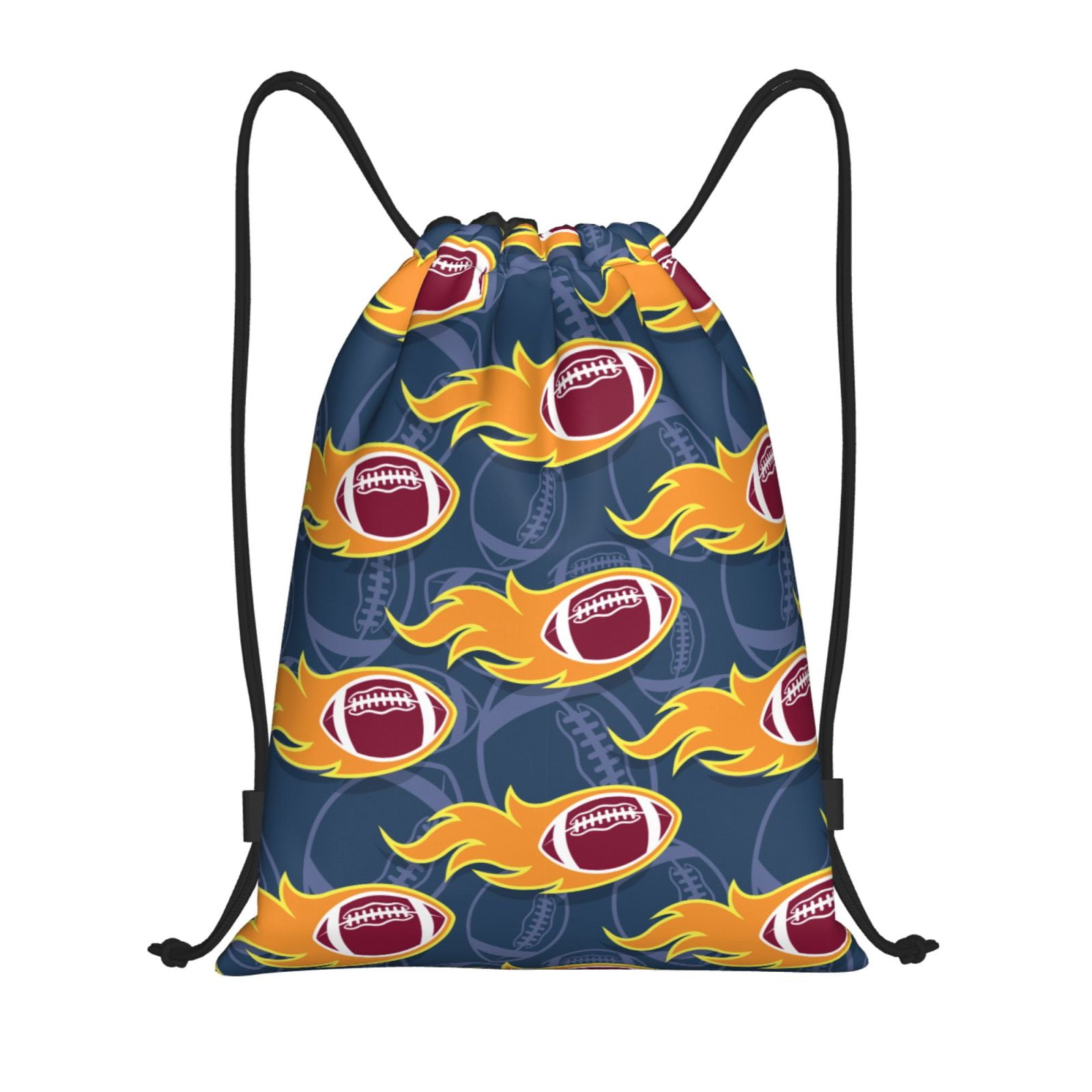 Drawstring Backpack, Burning Rugby Balls Light Waterproof Sports Gym ...