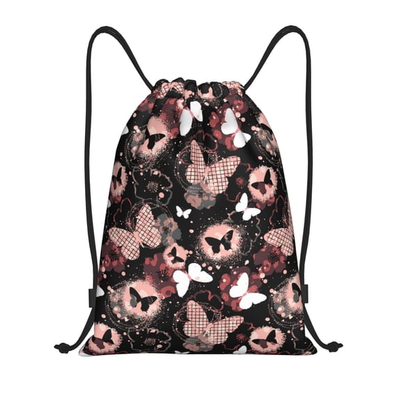 Drawstring Backpack, Butterflies1 Light Waterproof Sports Gym Bag Draw ...