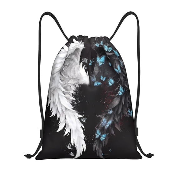 Drawstring Backpack - Butterfly Angel Wings Art Splash Proof Small ...