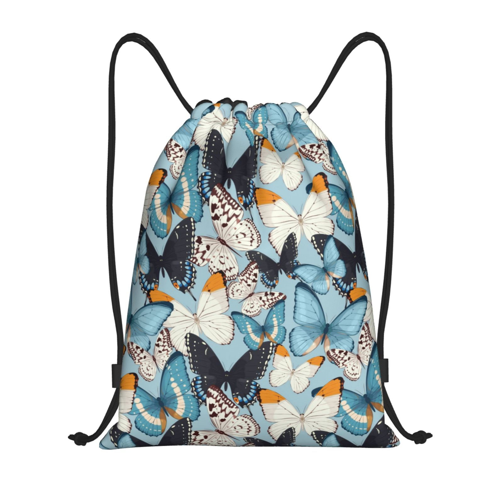 Drawstring Backpack - Butterflys Splash Proof Small Drawstring Gym Bag ...