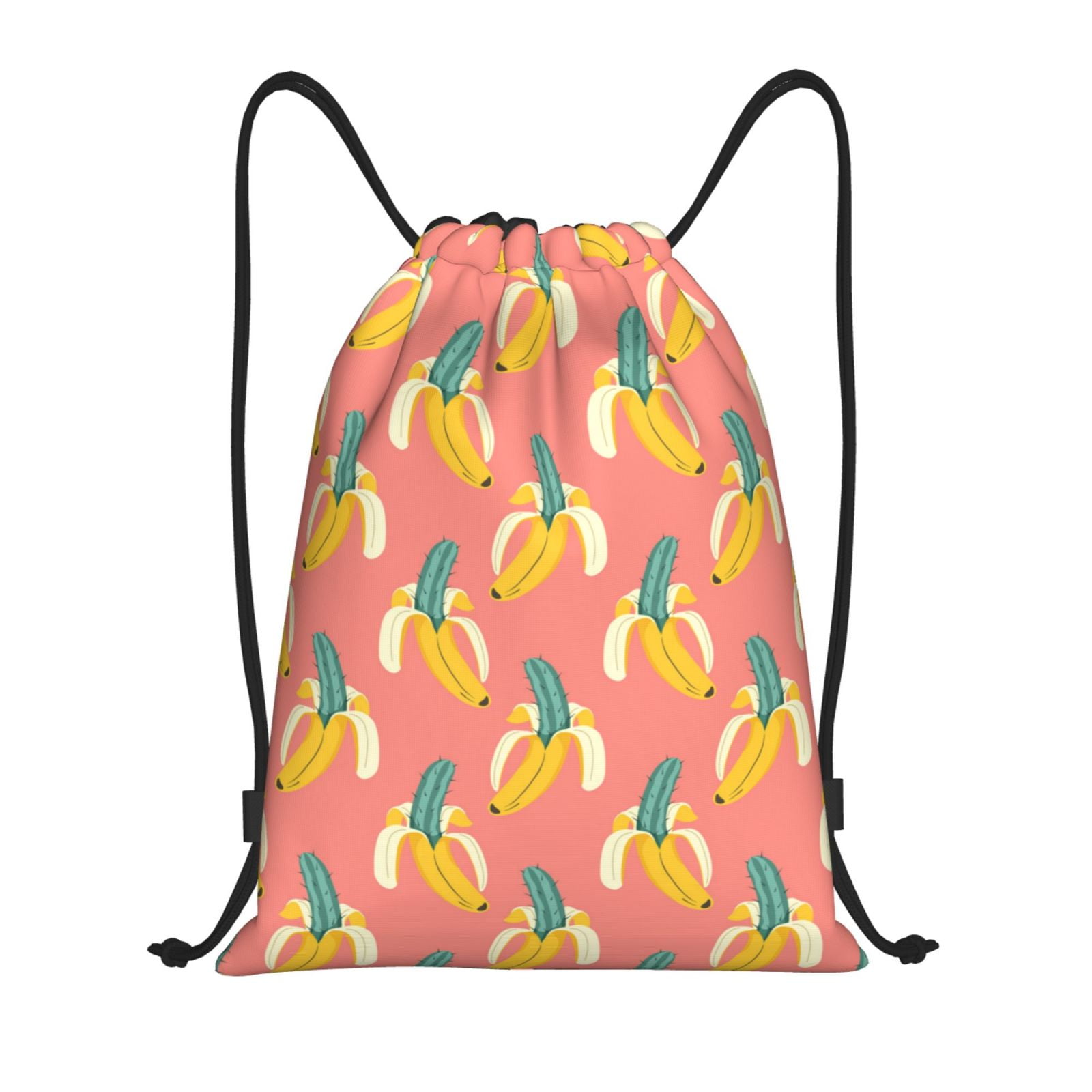 Drawstring Backpack, Cactus banana Pattern Light Waterproof Sports Gym ...
