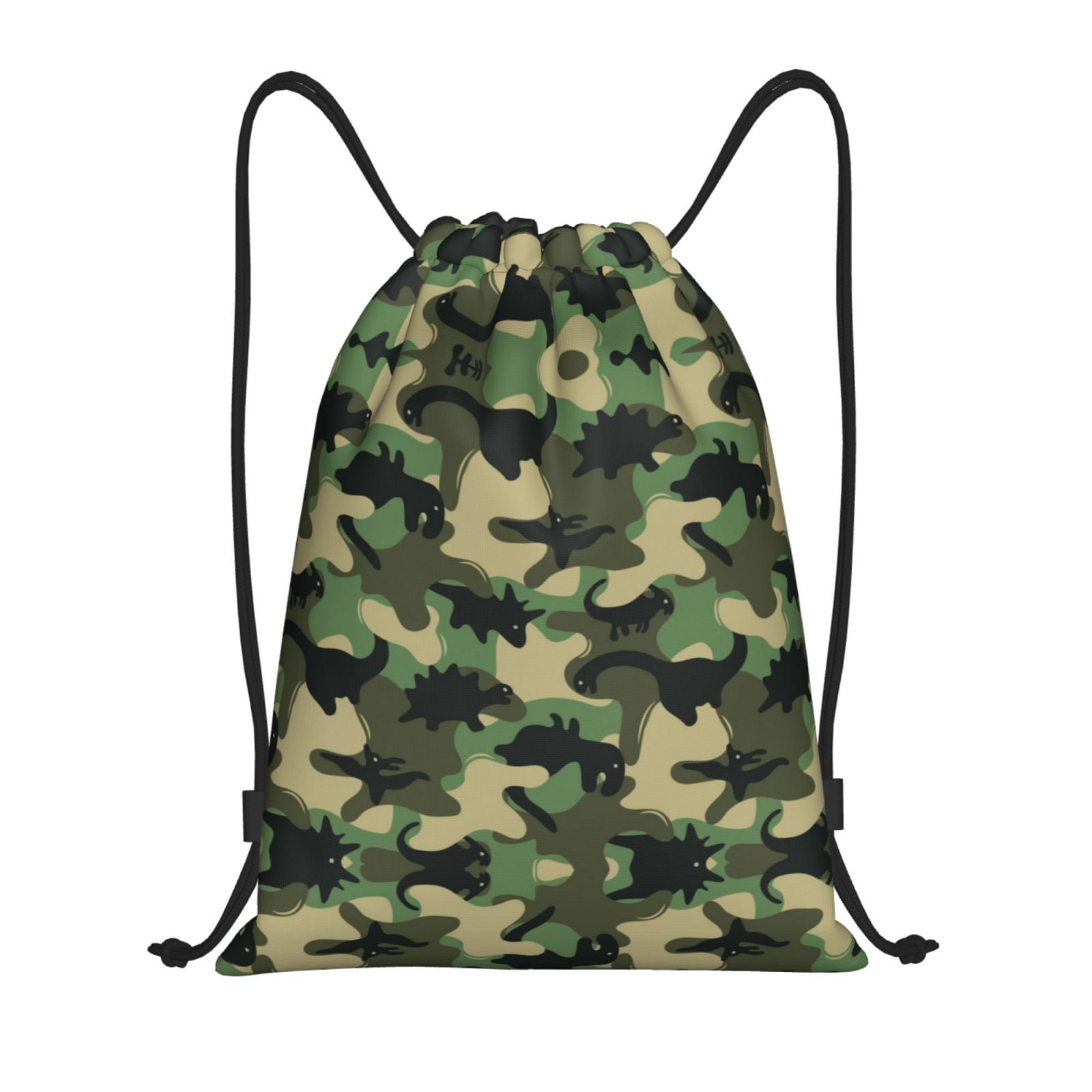 Drawstring Backpack Camouflage Dinosaur Sports Gym Bag for Men Women ...