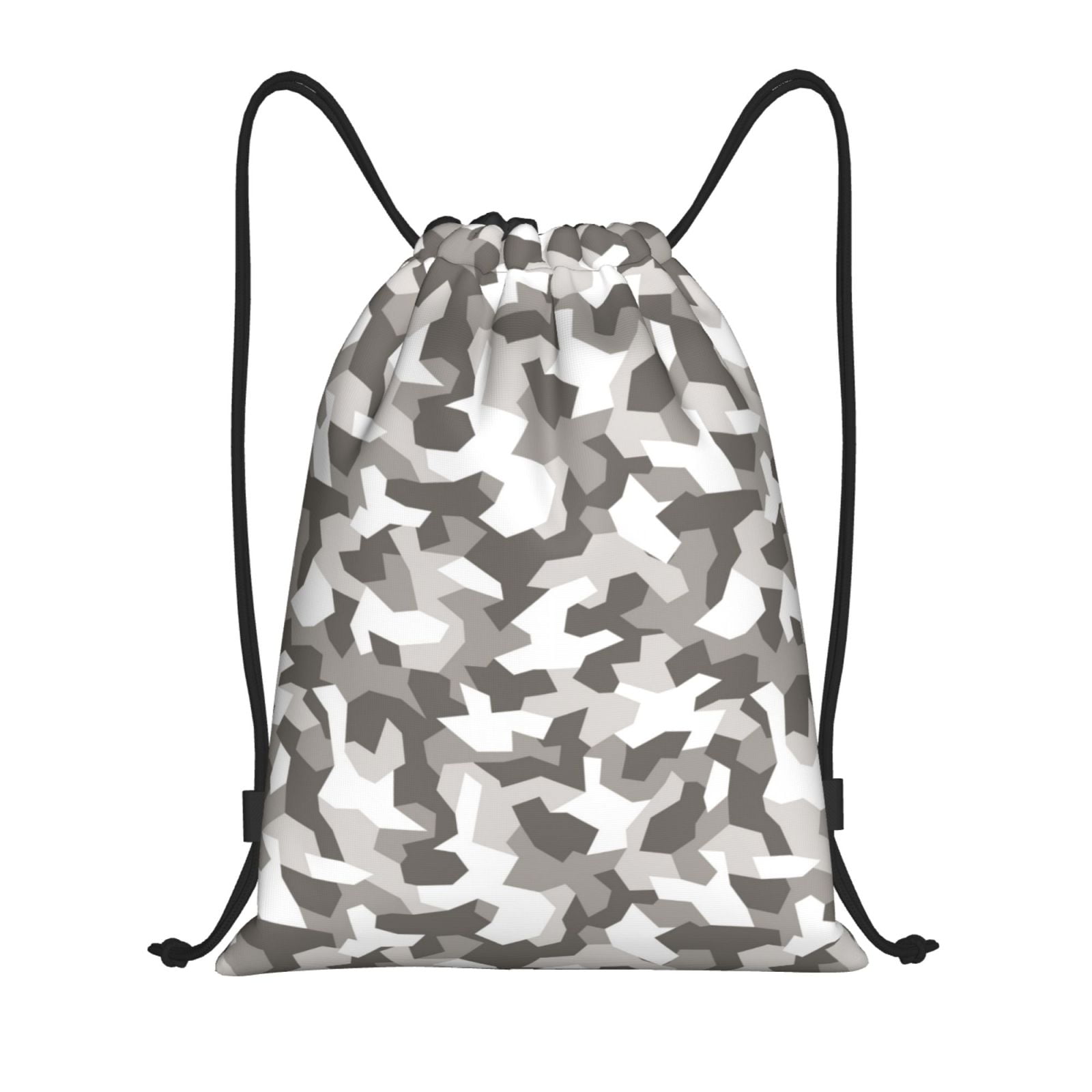 Drawstring Backpack, Camouflage Grey White Light Waterproof Sports Gym ...