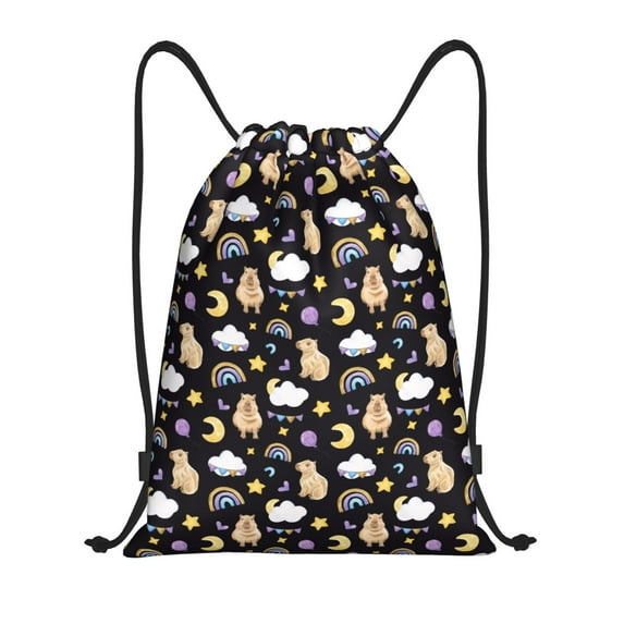 Drawstring Backpack - Capybara Rainbow Star Splash Proof Small ...