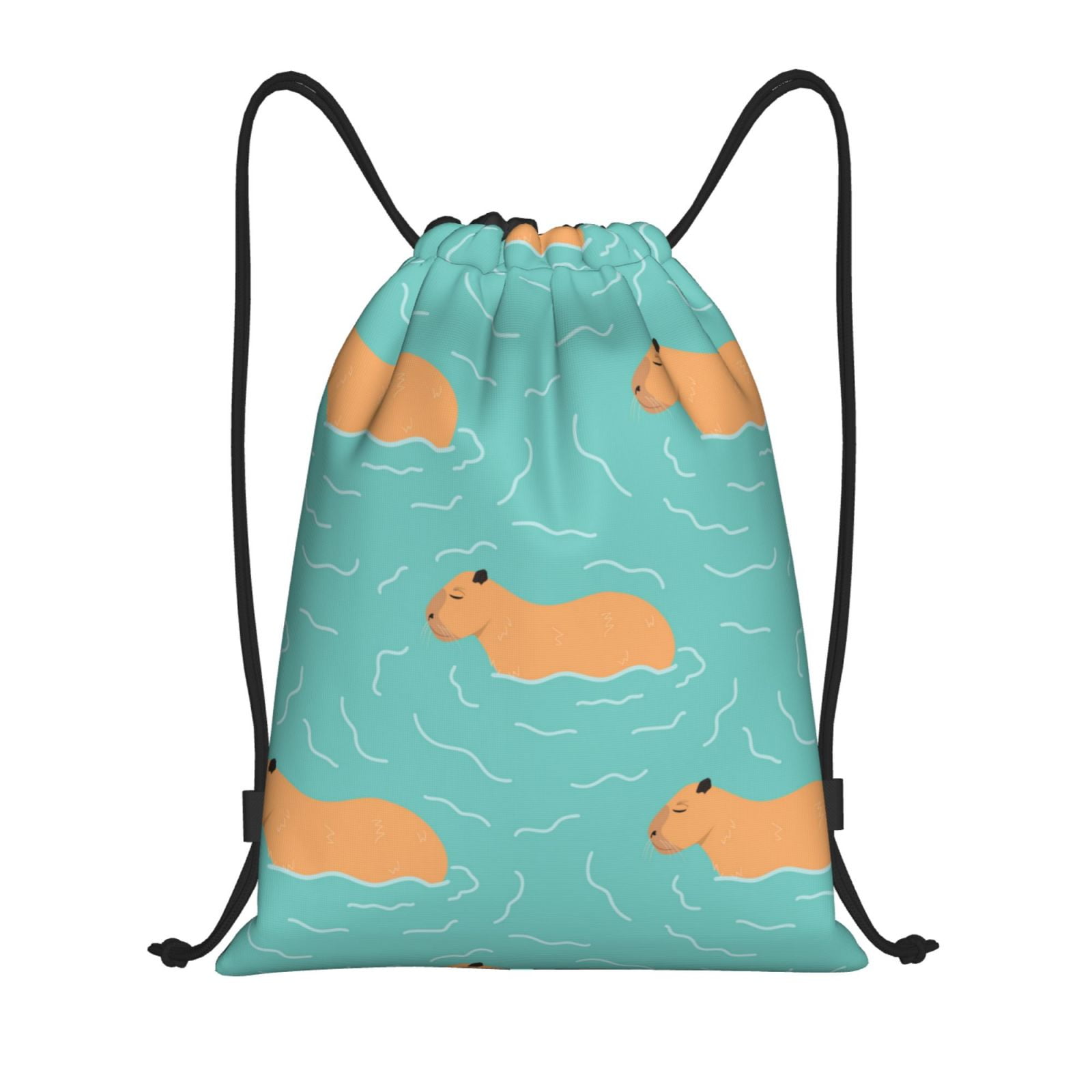 Drawstring Backpack - Capybaras Animal Cheer Gym Bag for Women Men ...