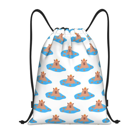 Drawstring Backpack, Capybaras Cartoon Light Waterproof Sports Gym Bag Draw String Back Bag for ...