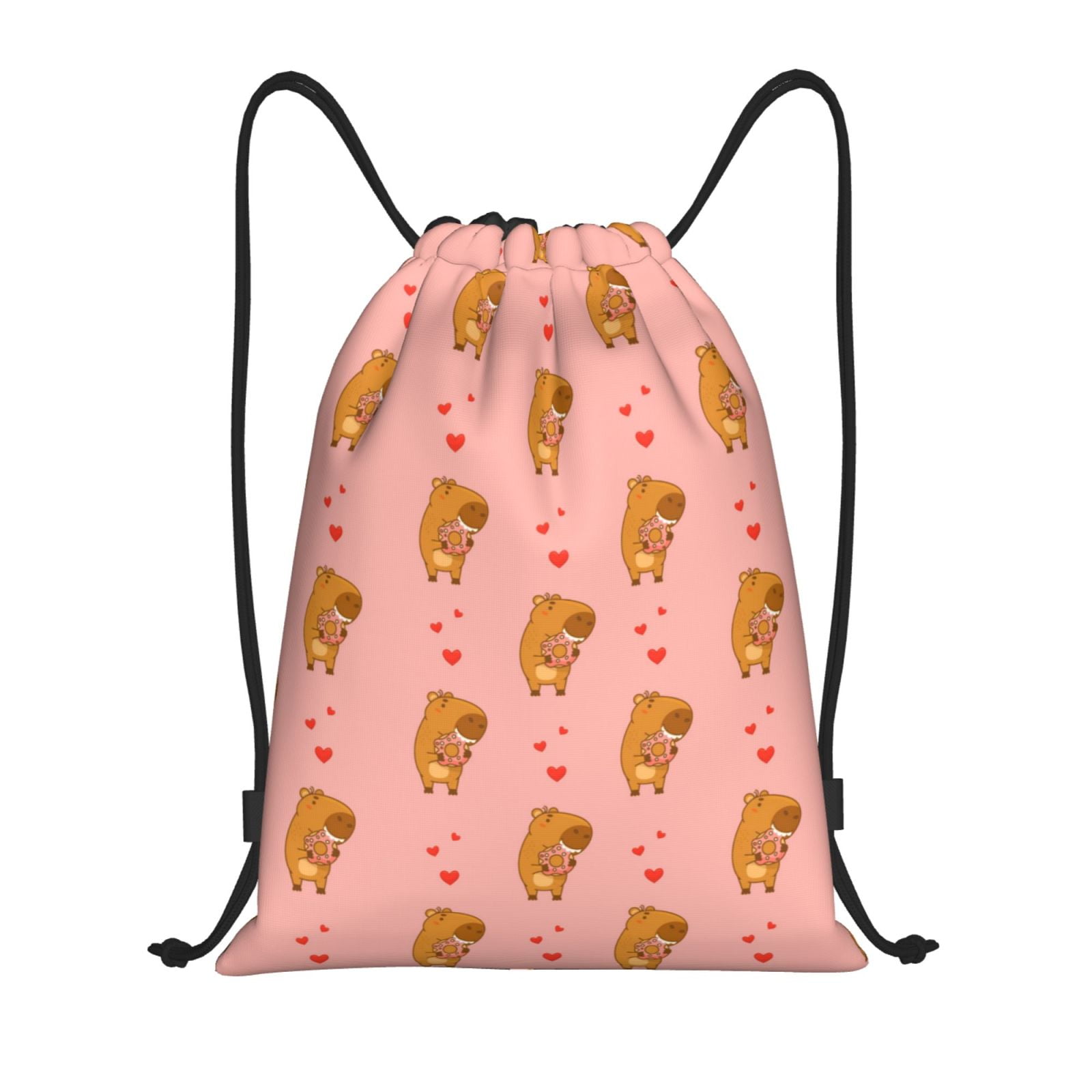 Drawstring Backpack - Capybaras Donut Cheer Gym Bag for Women Men, Drawstring Bags Draw String ...