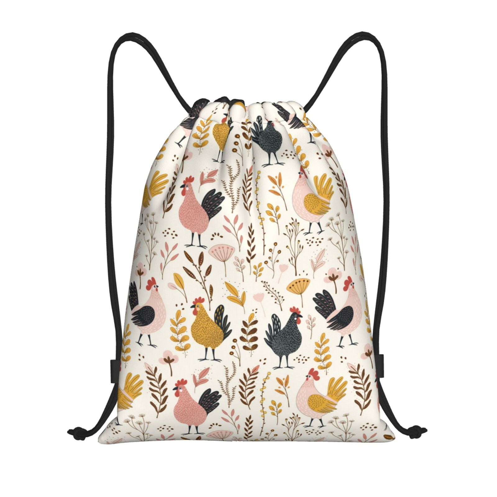 Drawstring Backpack, Cartoon Chickens Light Waterproof Sports Gym Bag ...