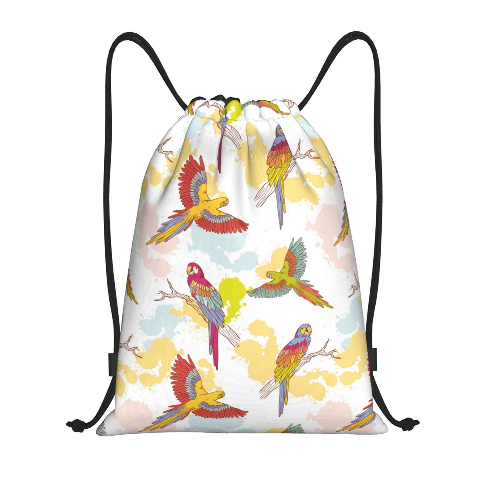Drawstring Backpack, Cartoon Colorful Cute Parrot Light Waterproof ...