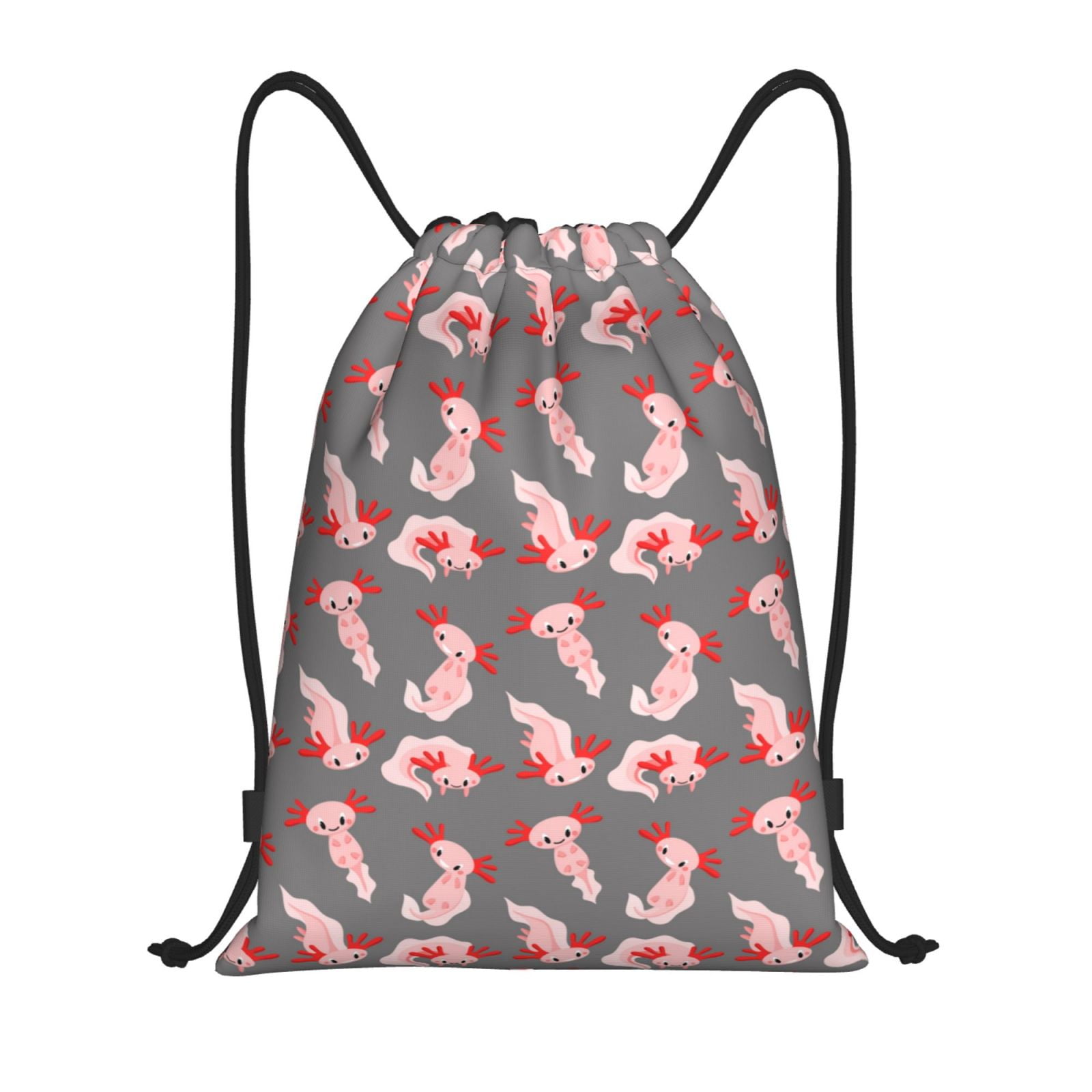 Drawstring Backpack - Cartoon Cute Axolotl Pink_C Splash Proof Small ...