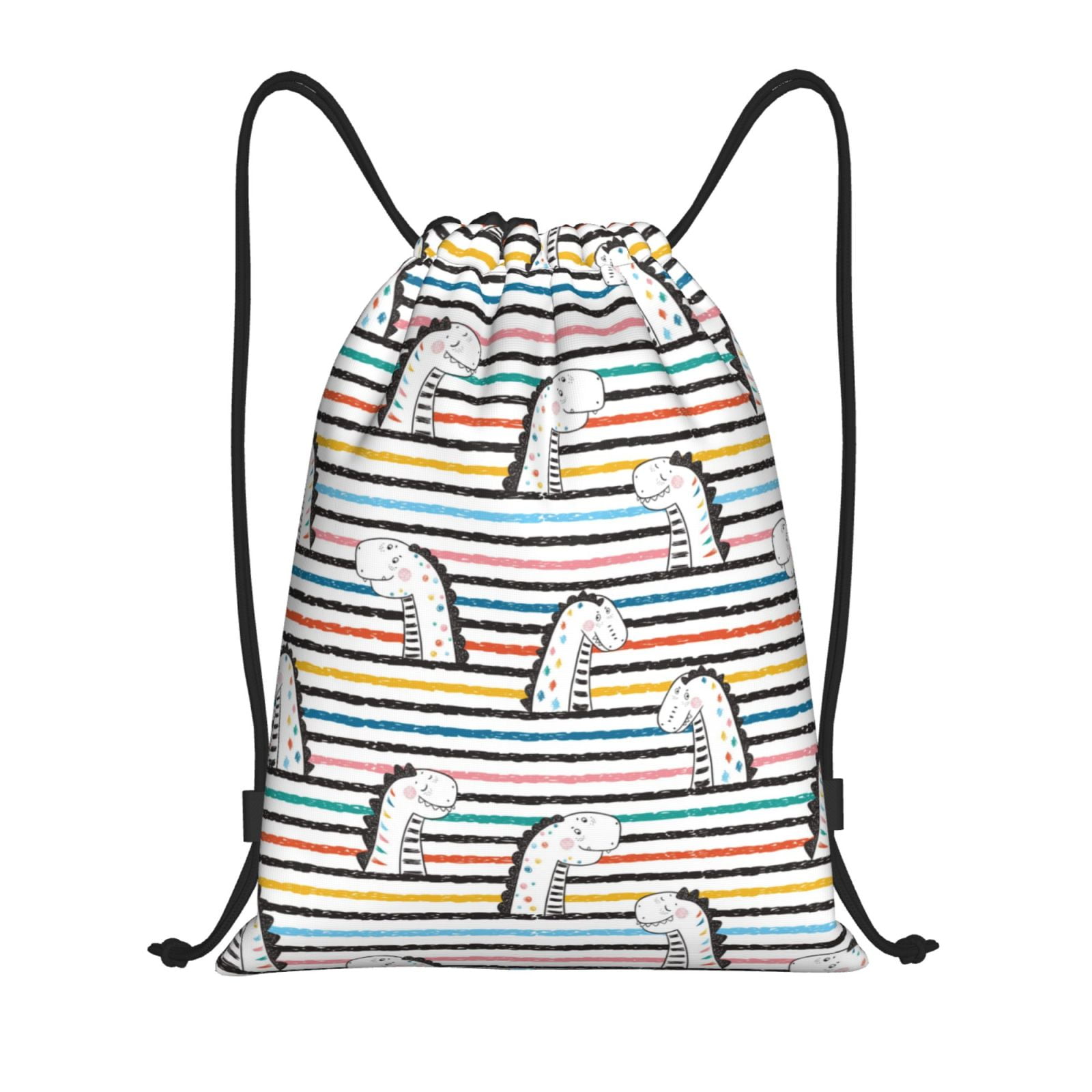 Drawstring Backpack, Cartoon Dinosaurs (3) Light Waterproof Sports Gym ...