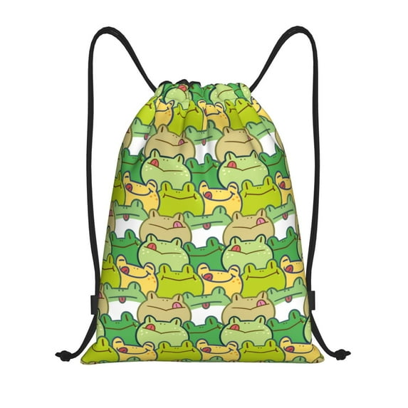 Drawstring Backpack, Cartoon Frog Light Waterproof Sports Gym Bag Draw ...
