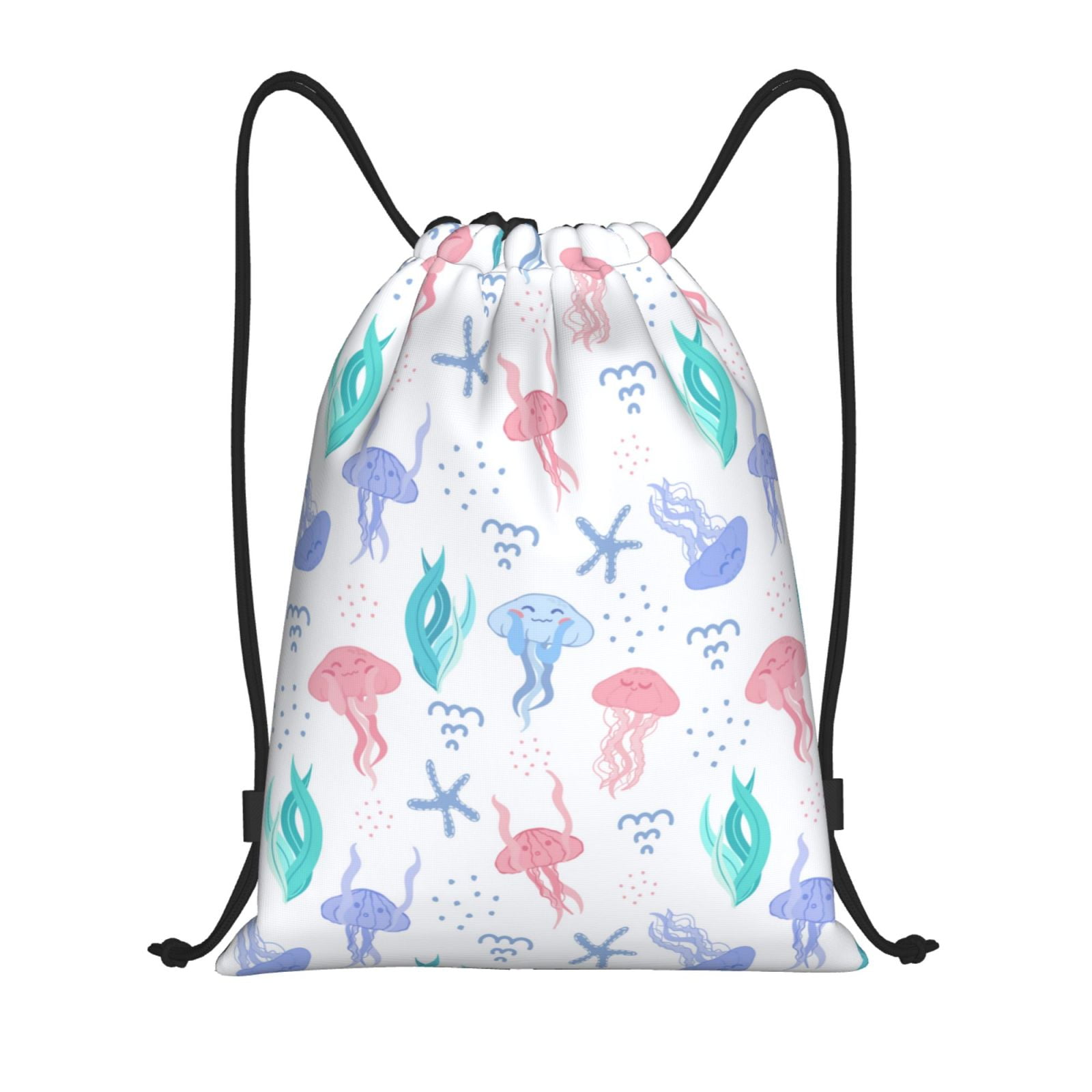 Drawstring Backpack, Cartoon Jellyfish Seaweed Light Waterproof Sports ...