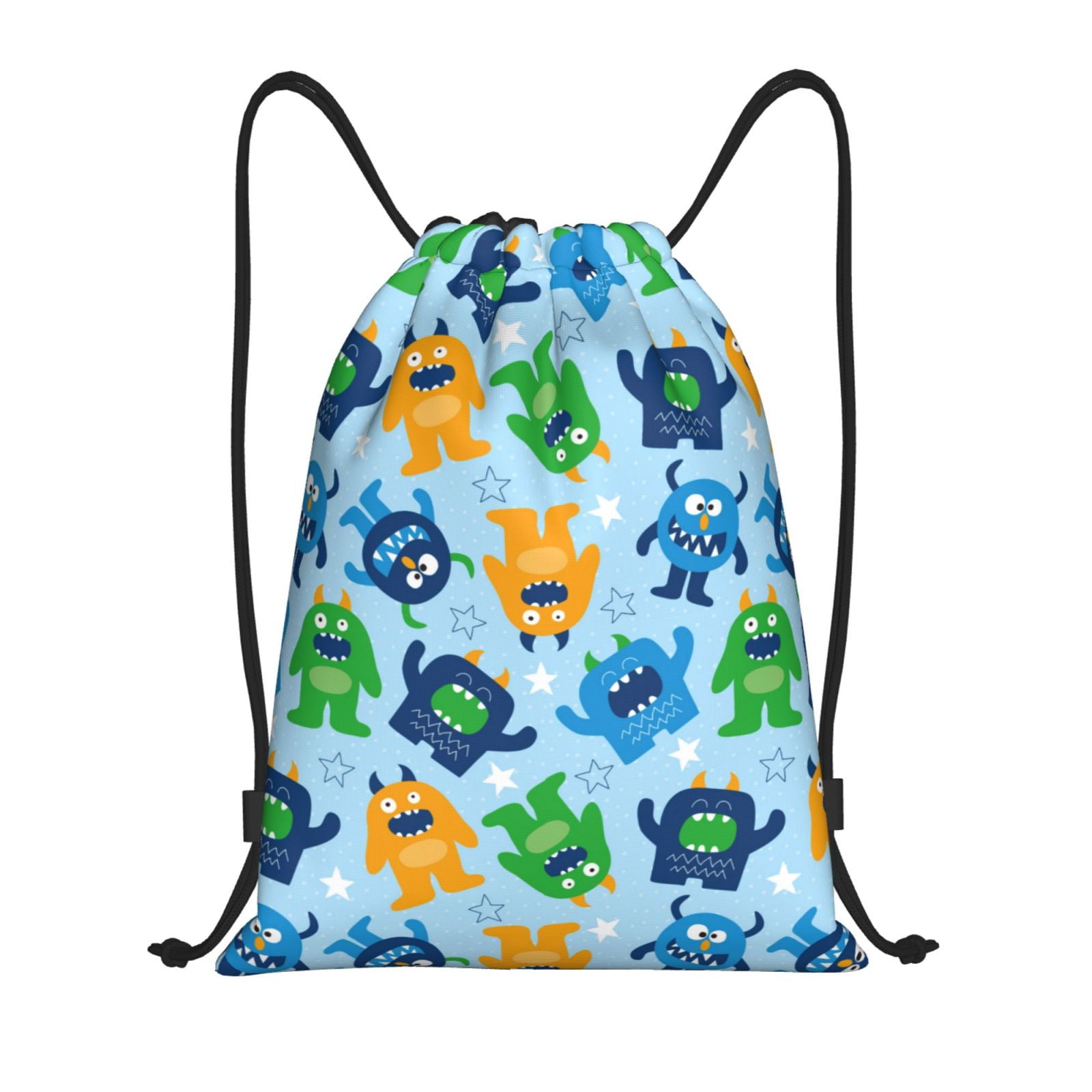 Drawstring Backpack - Cartoon Monster Splash Proof Small Drawstring Gym ...
