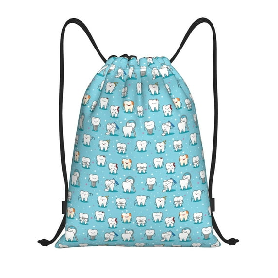 Drawstring Backpack - Cartoon Teeth Gym Bag for Women Men Water ...