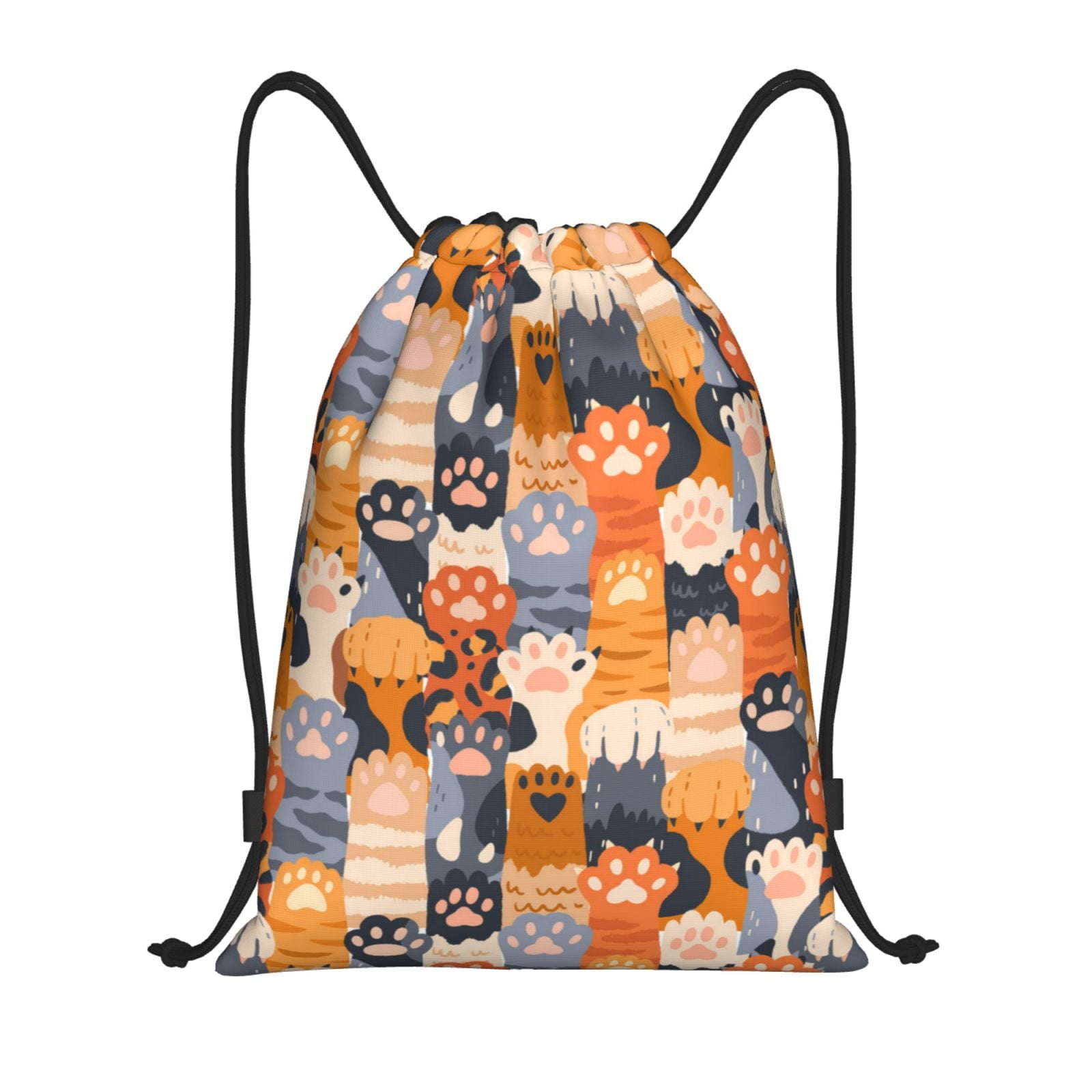 Drawstring Backpack, Cat Paws Light Waterproof Sports Gym Bag Draw ...