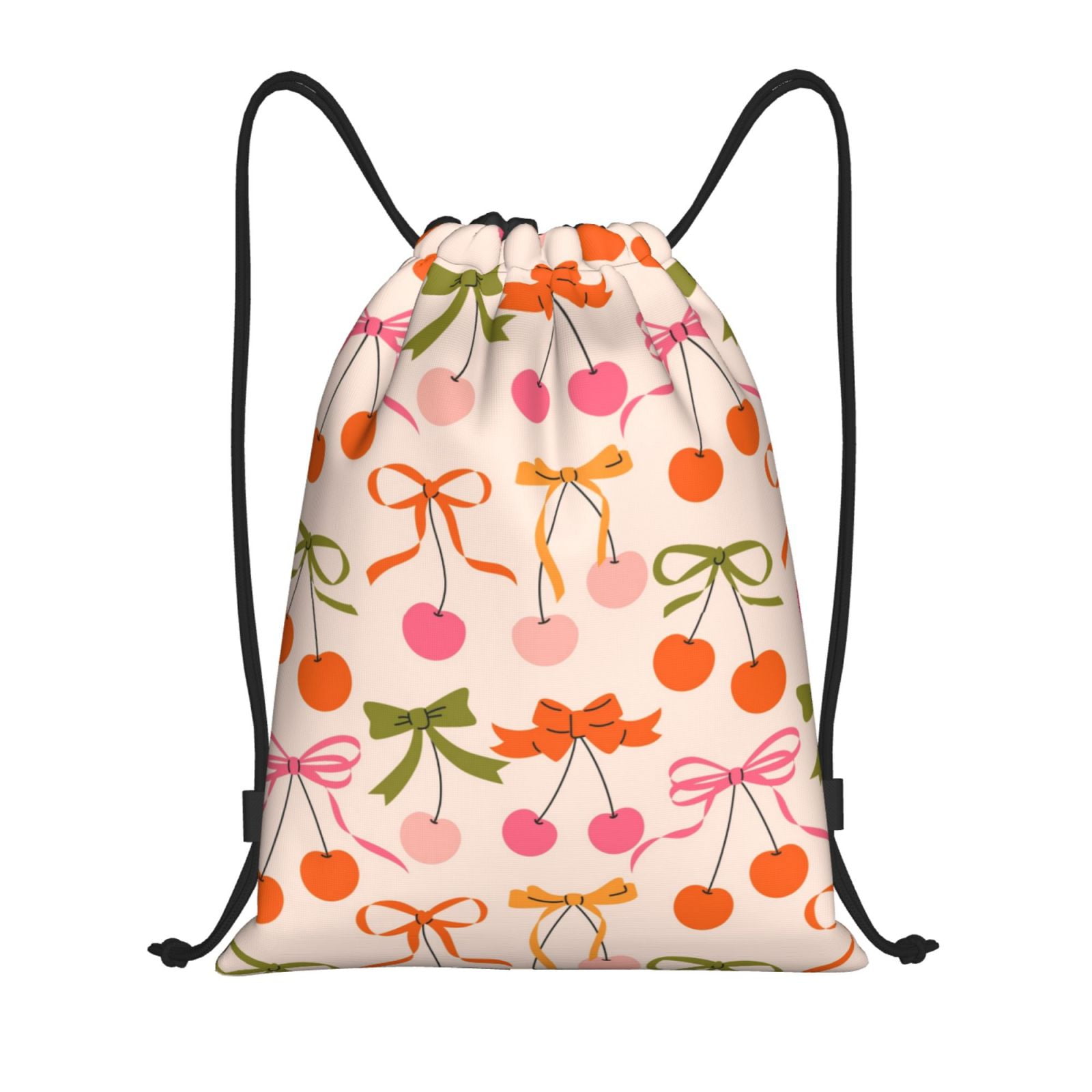 Drawstring Backpack Cherries And Bows Sports Gym Bag for Men Women ...
