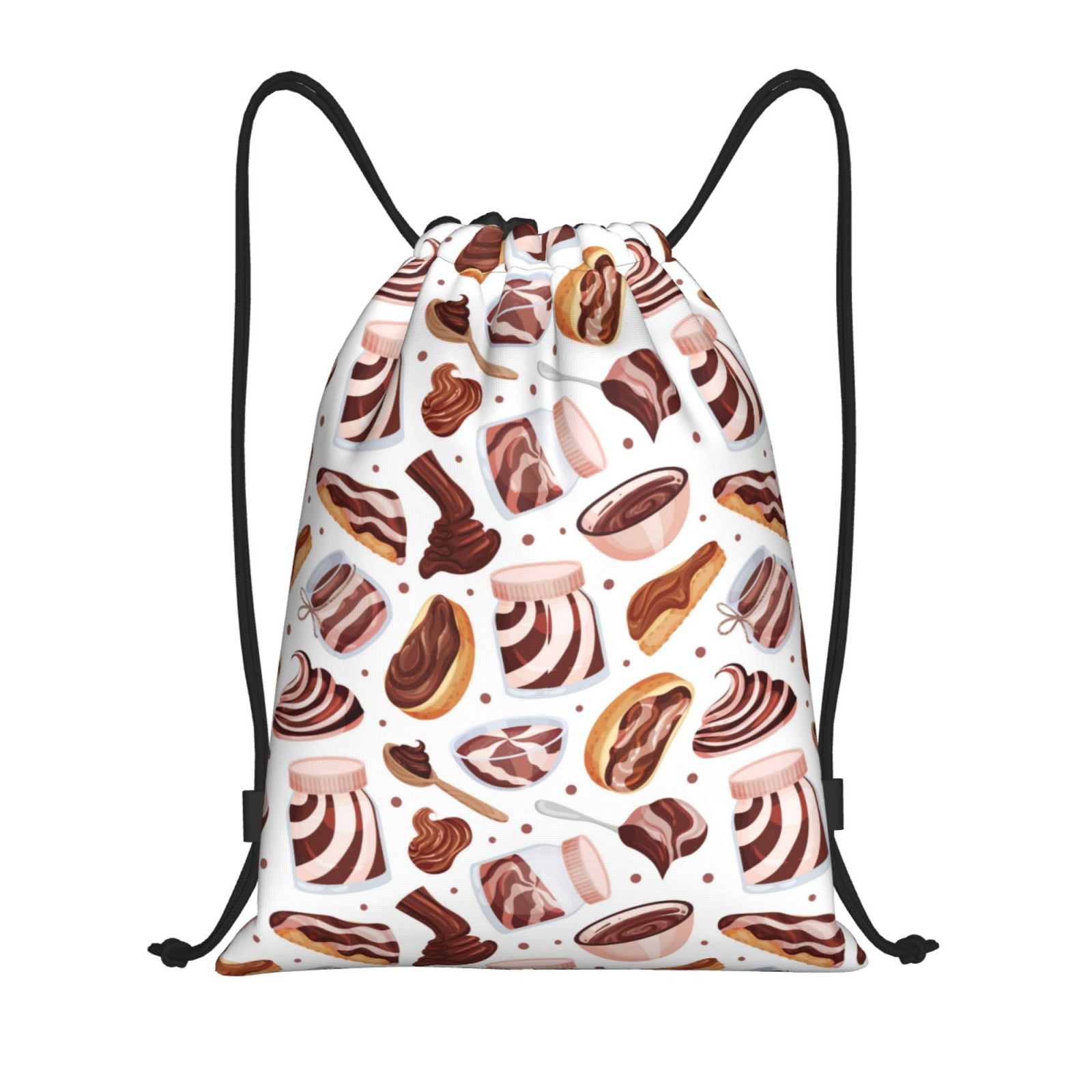 Drawstring Backpack - Chocolate Cream Bread Print Splash Proof Small ...