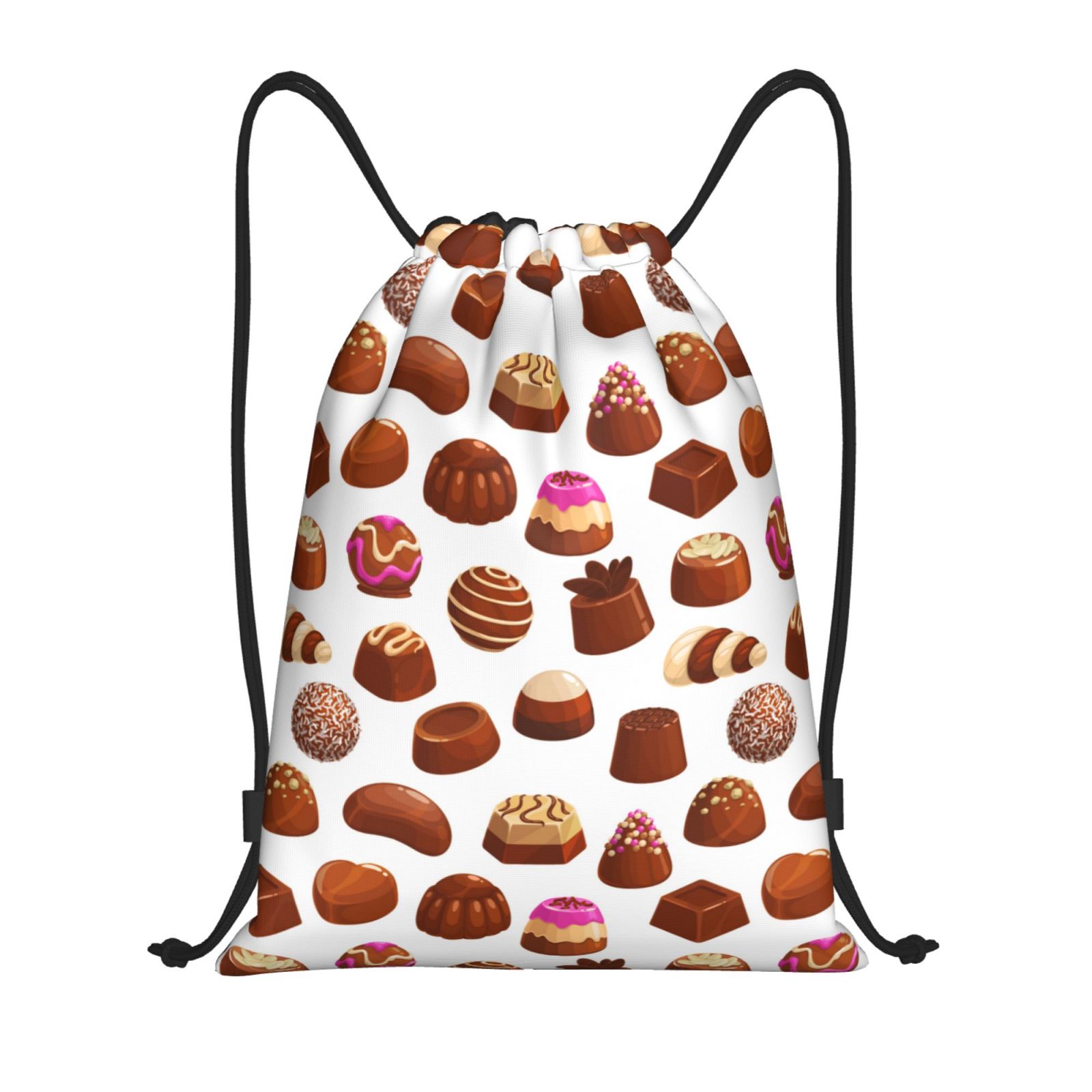 Drawstring Backpack - Chocolate Dessert Patterns Cheer Gym Bag for ...