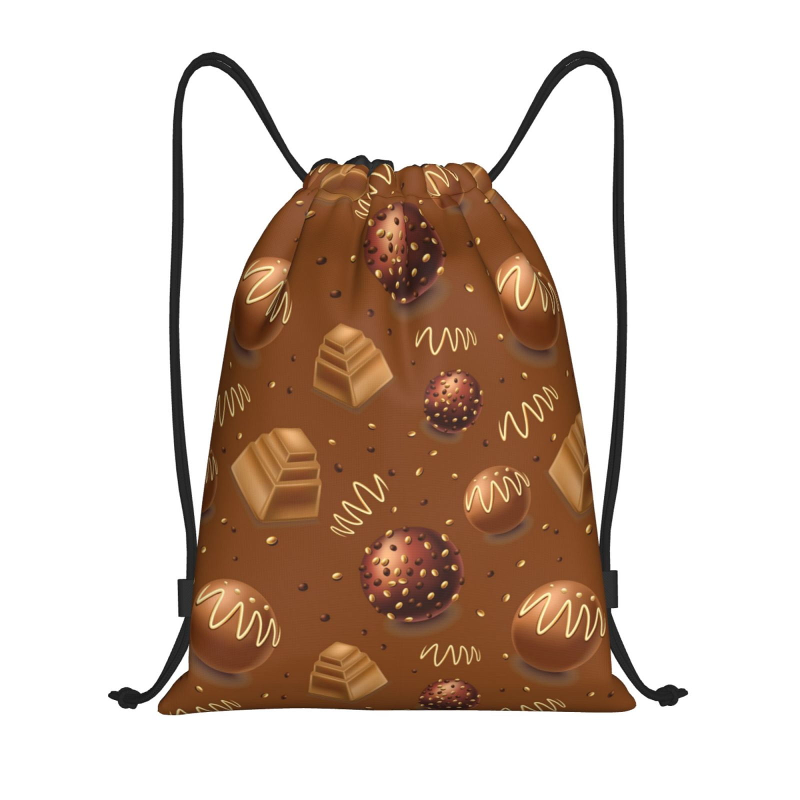 Drawstring Backpack - Chocolate Pattern No.9052 Splash Proof Small ...