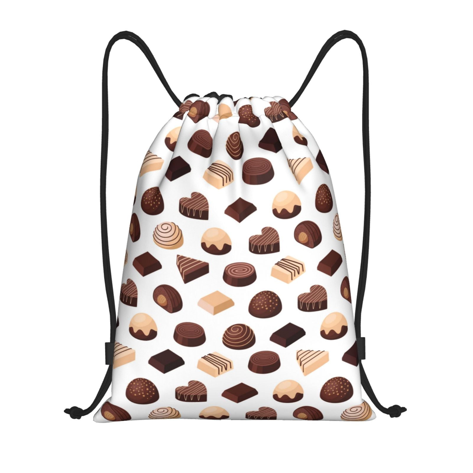 Drawstring Backpack - Chocolate Pattern No.9059 Splash Proof Small ...