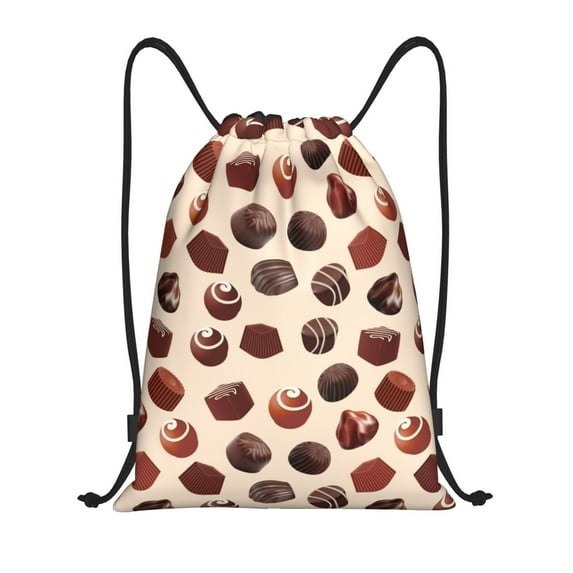 Drawstring Backpack, Chocolate Print No.J94 Light Waterproof Sports Gym ...