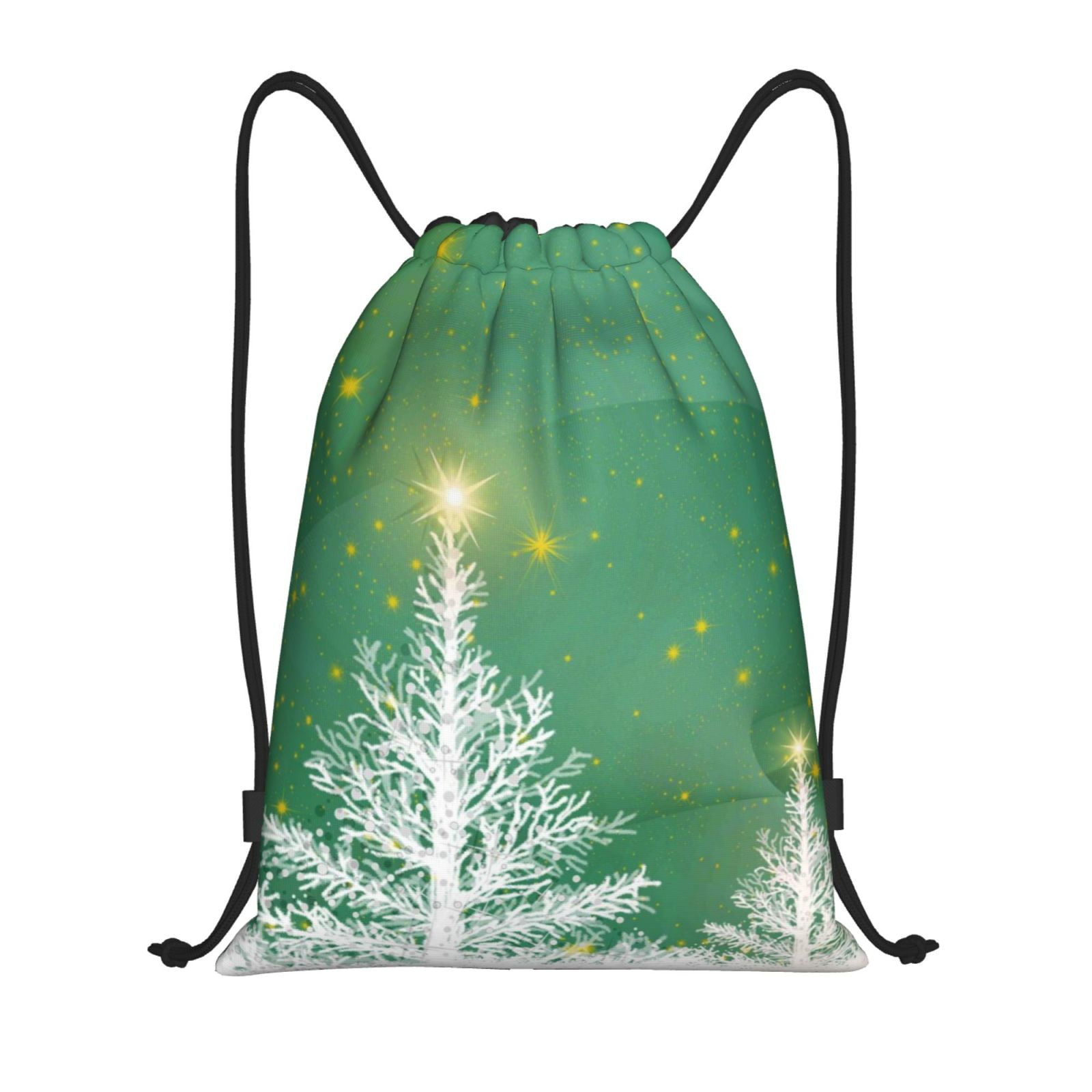 Drawstring Backpack, Christmas Green Light Waterproof Sports Gym Bag ...