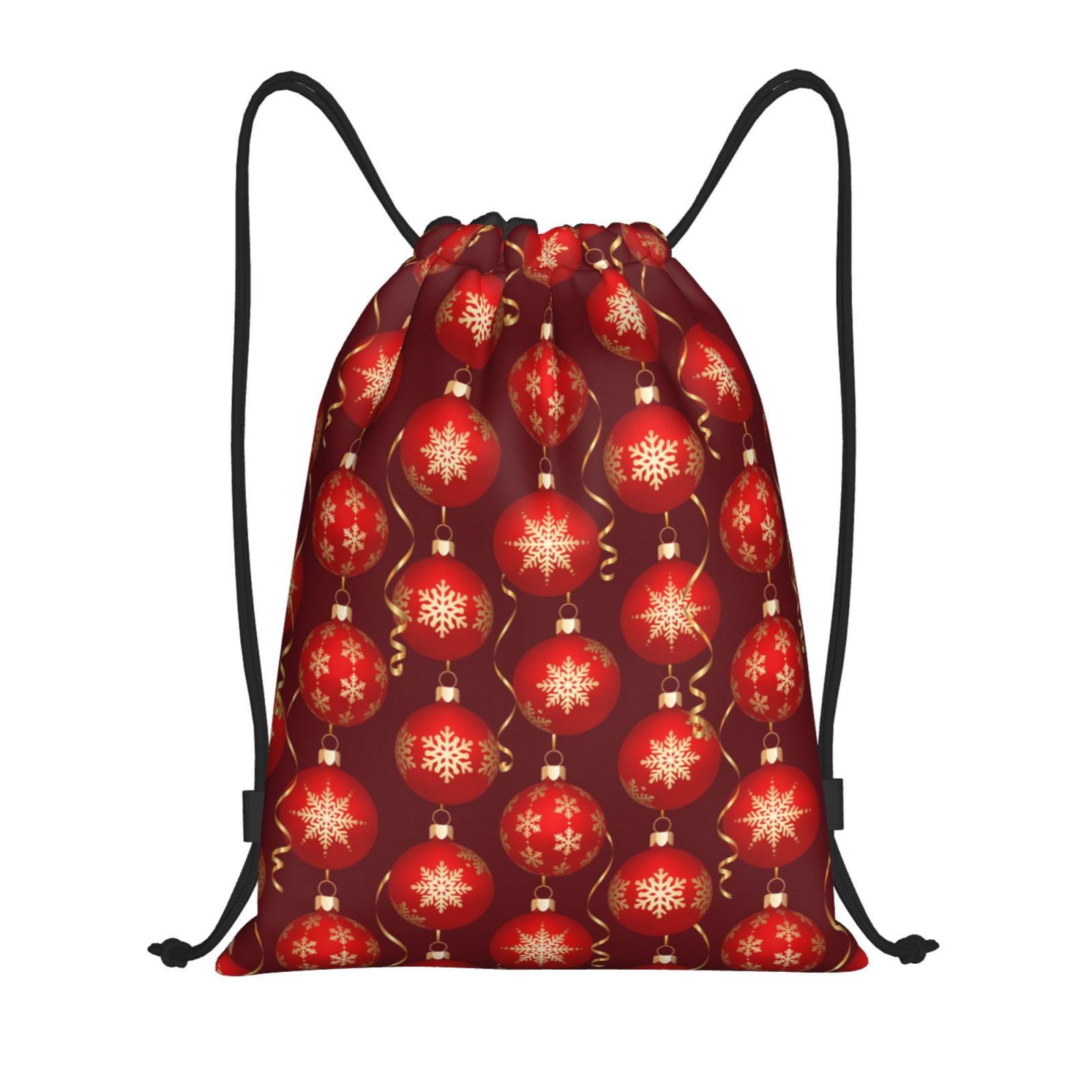 Drawstring Backpack - Christmas Red Balls Splash Proof Small Drawstring ...