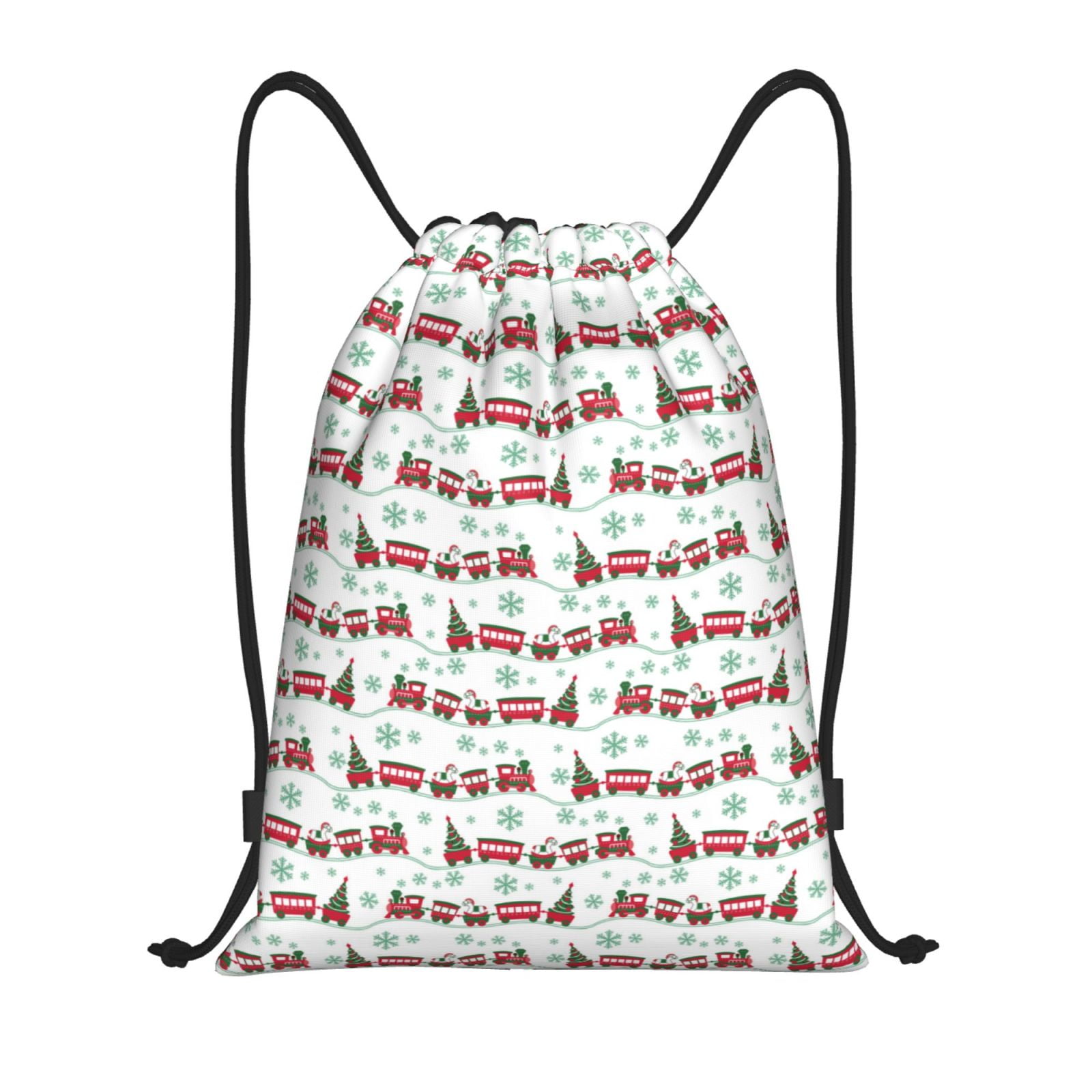 Drawstring Backpack, Christmas Train Light Waterproof Sports Gym Bag ...