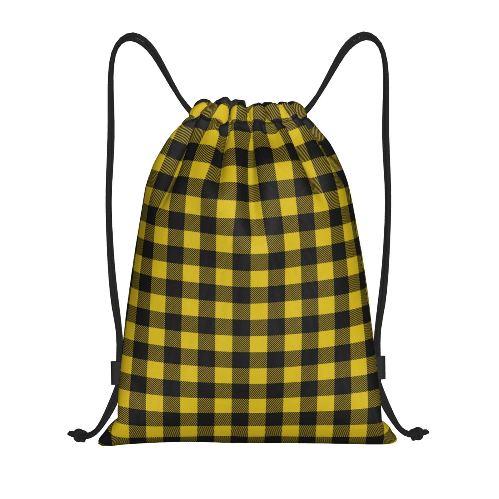 Drawstring Backpack - Classic Yellow Buffalo Plaid Cheer Gym Bag for ...
