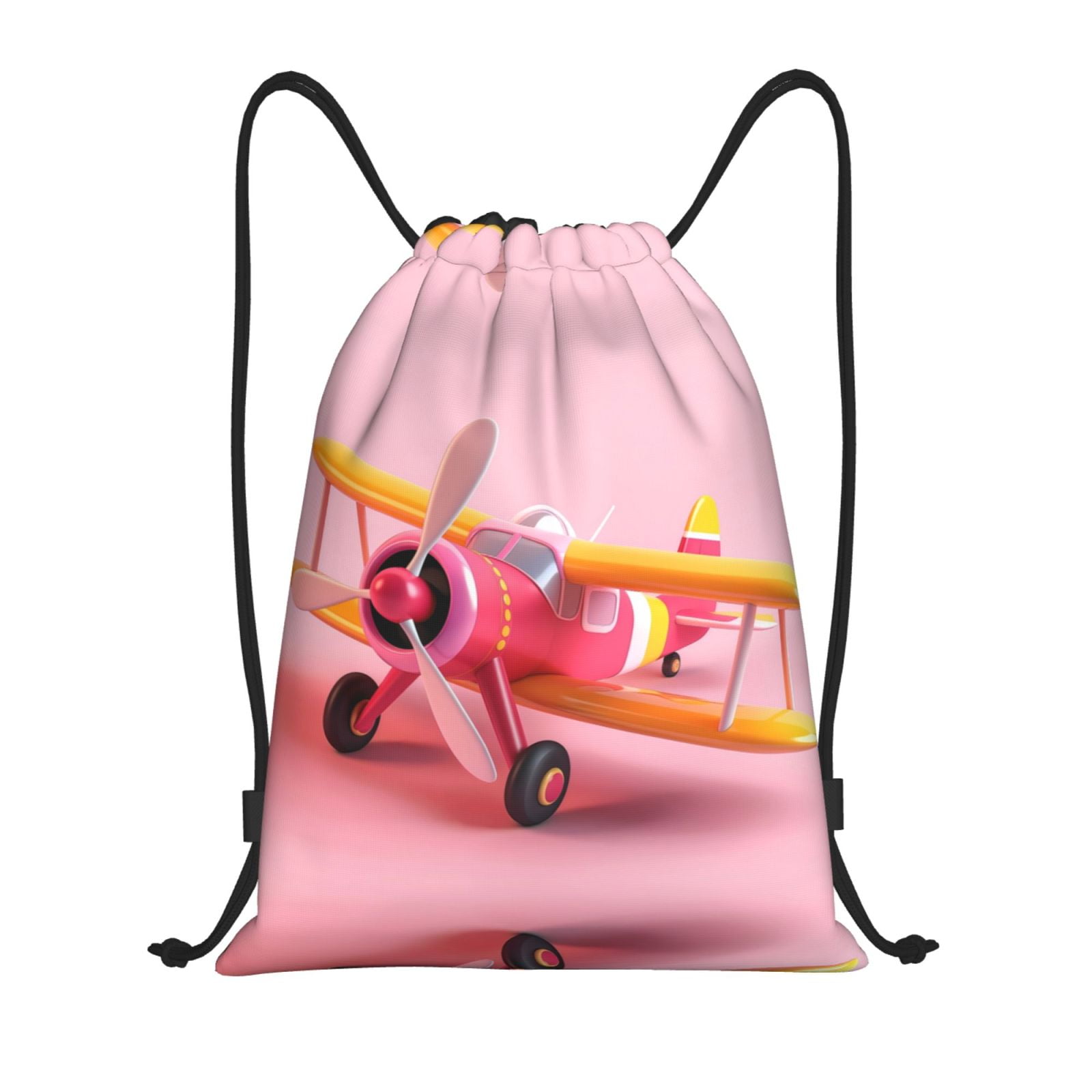 Drawstring Backpack Colorful Cartoon Biplane Sports Gym Bag for Men ...