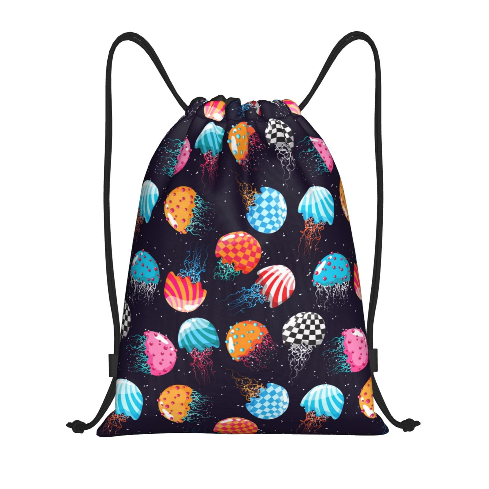 Drawstring Backpack - Colorful Jellyfish Splash Proof Small Drawstring ...