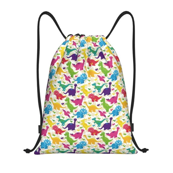 Drawstring Backpack - Colorful dinosaurs A Splash Proof Small ...
