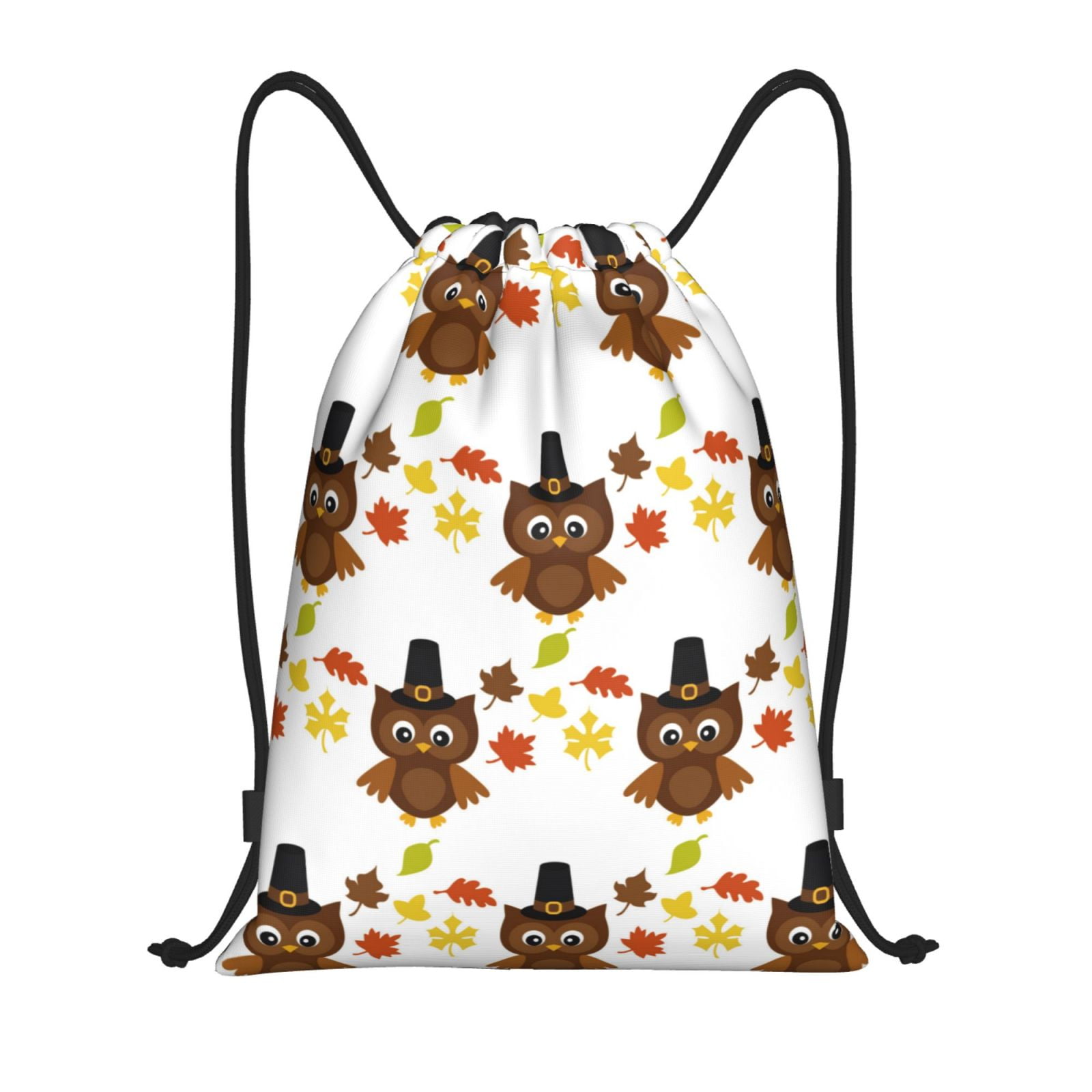 Drawstring Backpack Colorful maple leaf owl Sports Gym Bag for Men ...