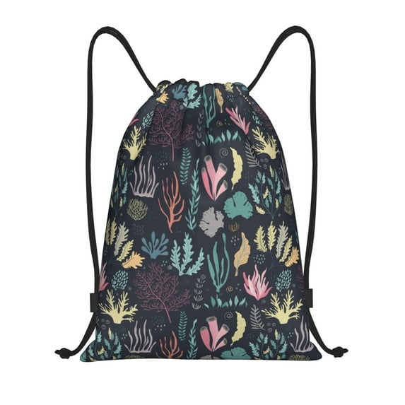 Drawstring Backpack, Colorful seaweed Light Waterproof Sports Gym Bag ...