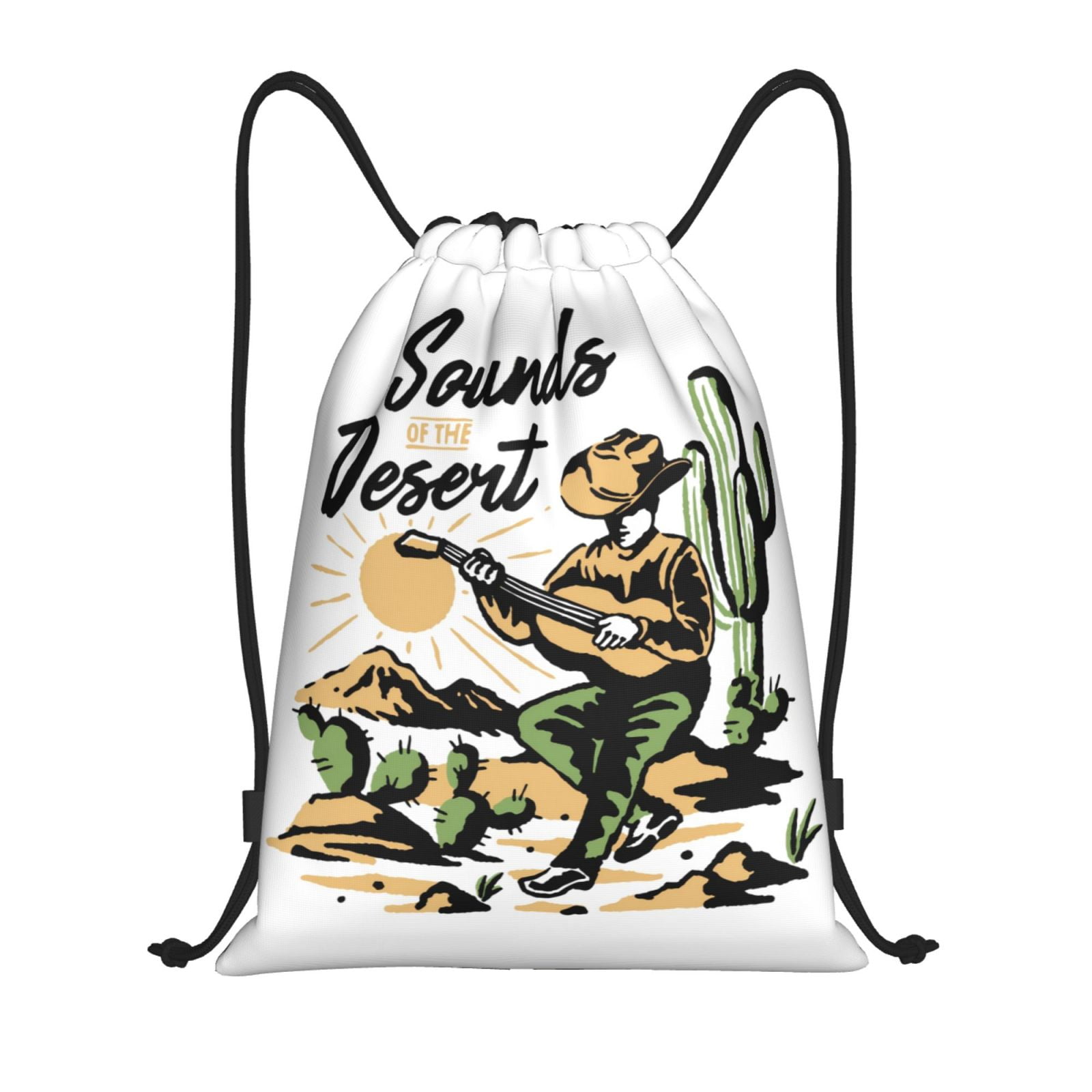 Drawstring Backpack, Cowboy Playing Guitar Light Waterproof Sports Gym ...