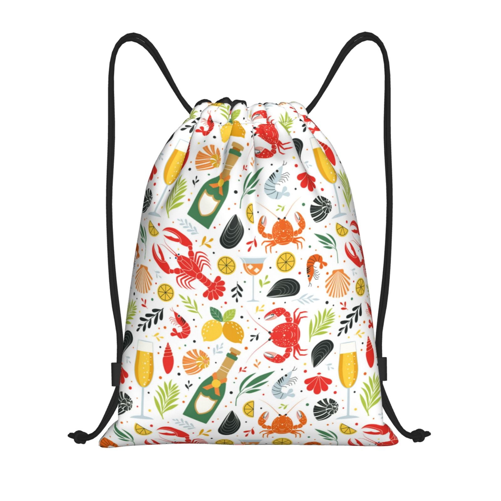 Drawstring Backpack, Crabs Shrimps Light Waterproof Sports Gym Bag Draw ...
