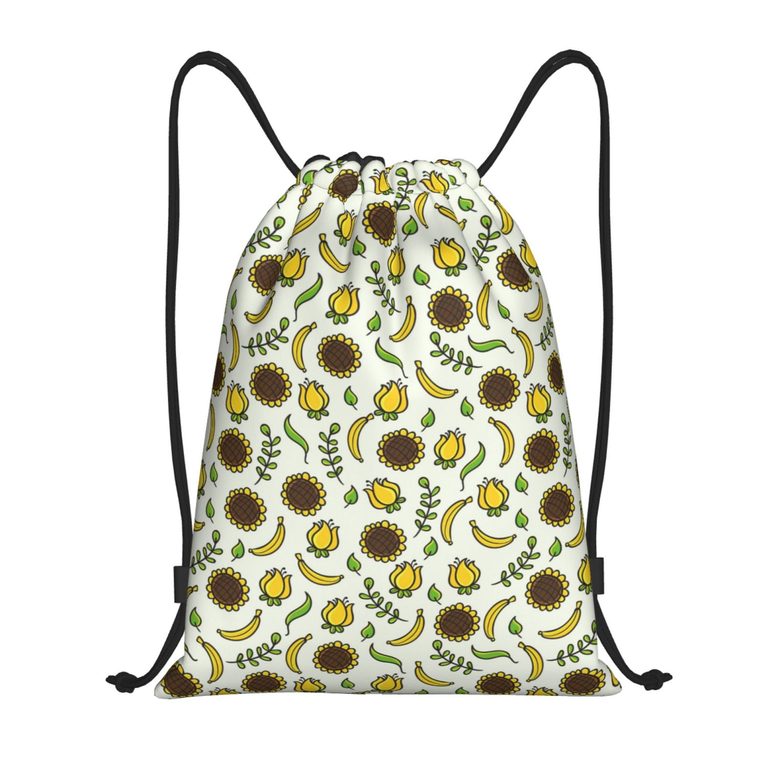 Drawstring Backpack - Cute Banana Flowers Gym Bag for Women Men Water ...