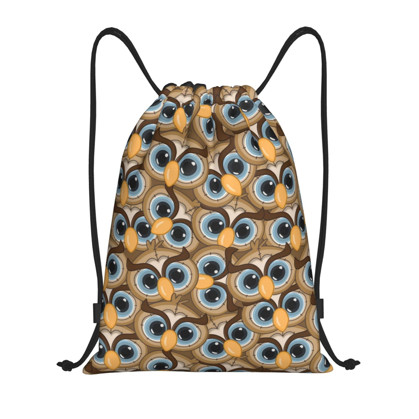Drawstring Backpack, Cute Big Eyes Owl Light Waterproof Sports Gym Bag ...