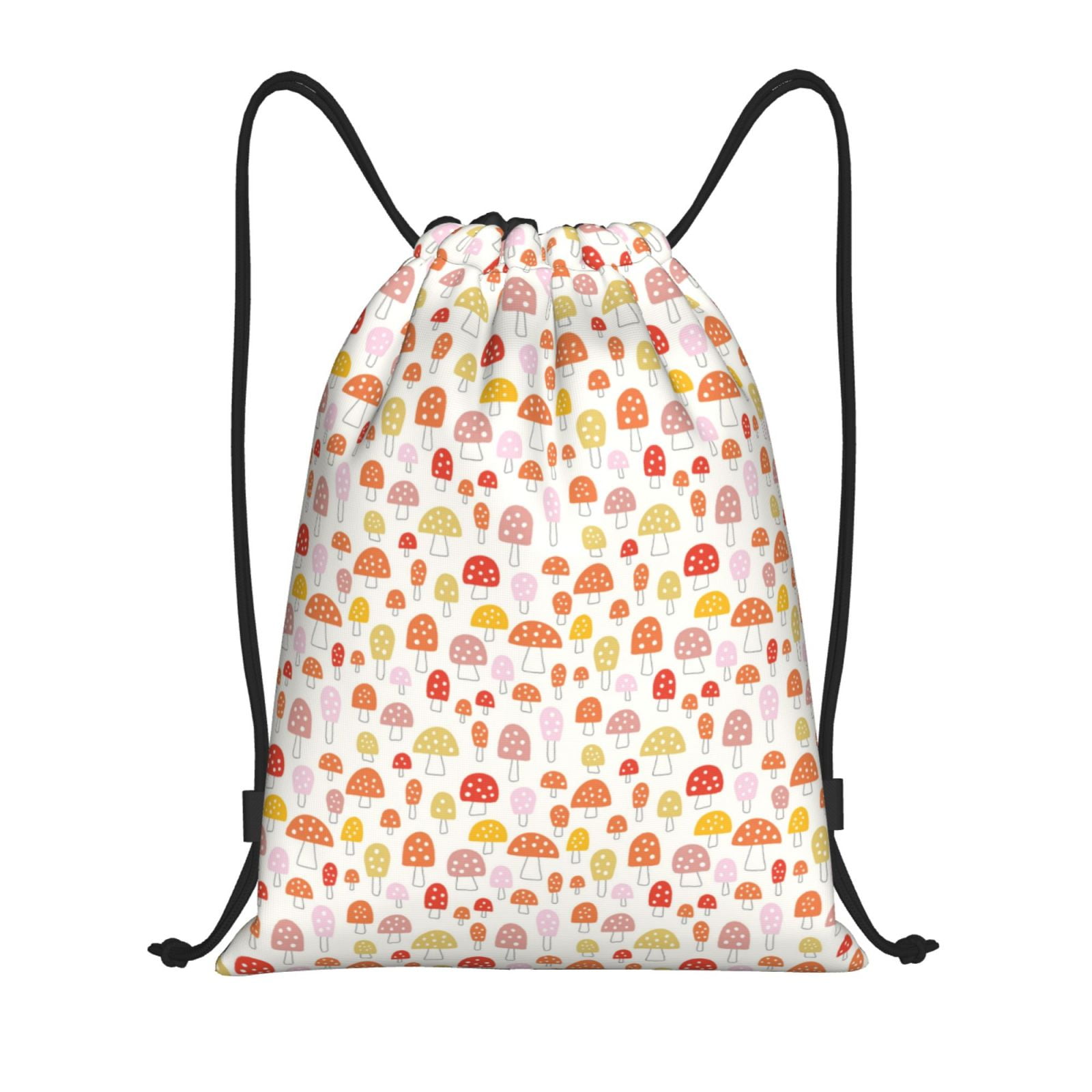 Drawstring Backpack, Cute Cartoon Mushrooms Light Waterproof Sports Gym ...