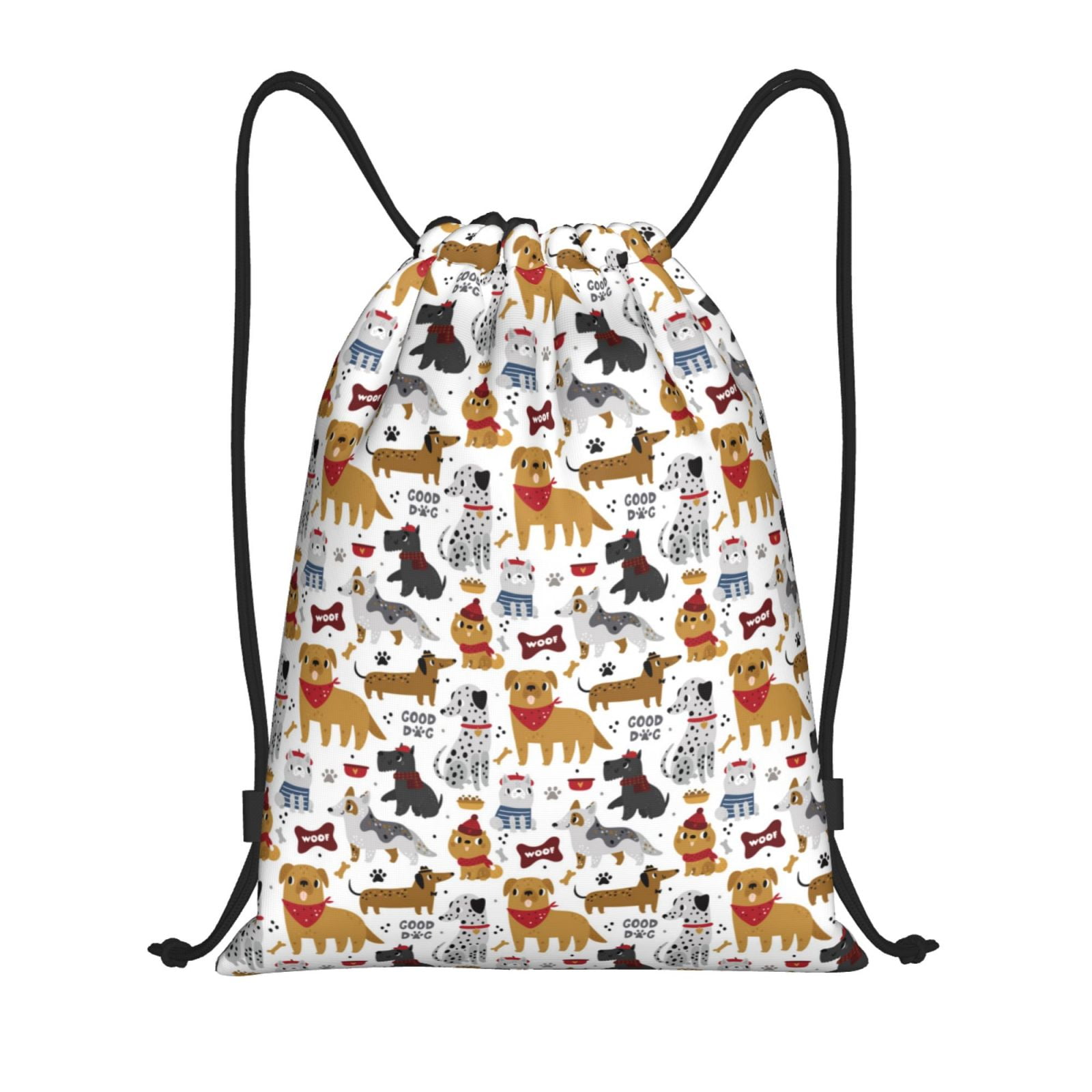 Drawstring Backpack - Cute Dog woof Puppy Gym Bag for Women Men Water ...