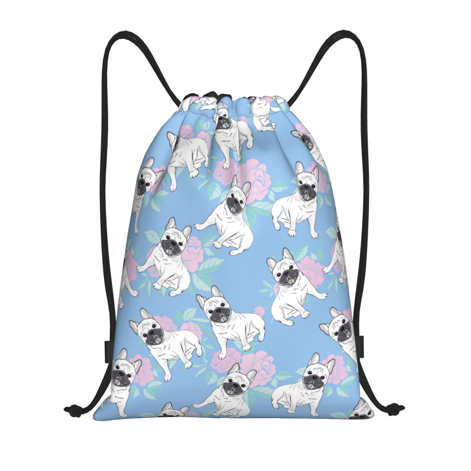 Drawstring Backpack Cute French Bulldog Flowers Sports Gym Bag for Men ...