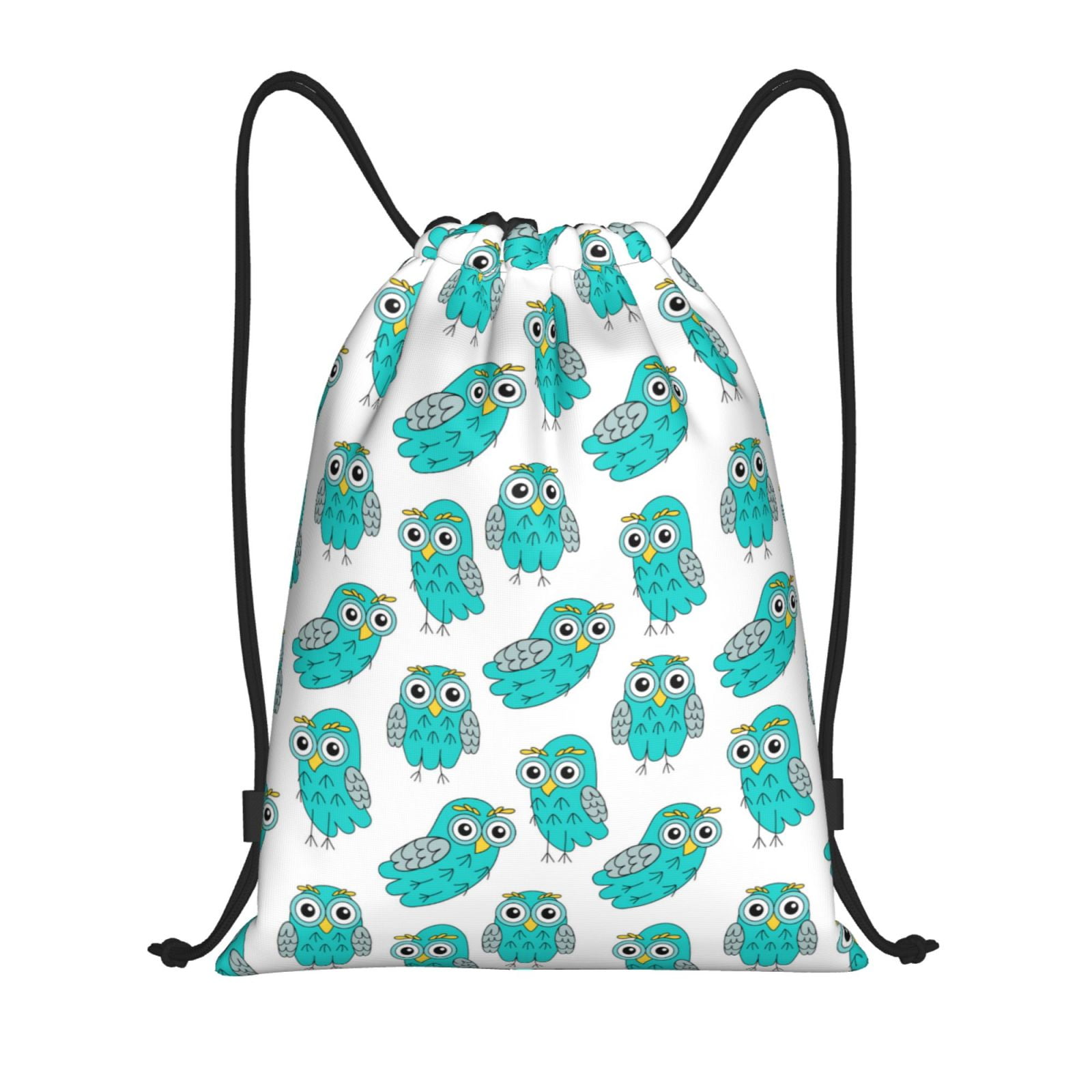 Drawstring Backpack - Cute Green Owl Cheer Gym Bag for Women Men ...