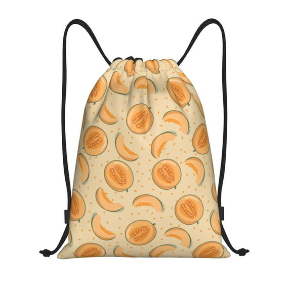 Drawstring Backpack - Cute Oange Cantaloupe Splash Proof Small ...