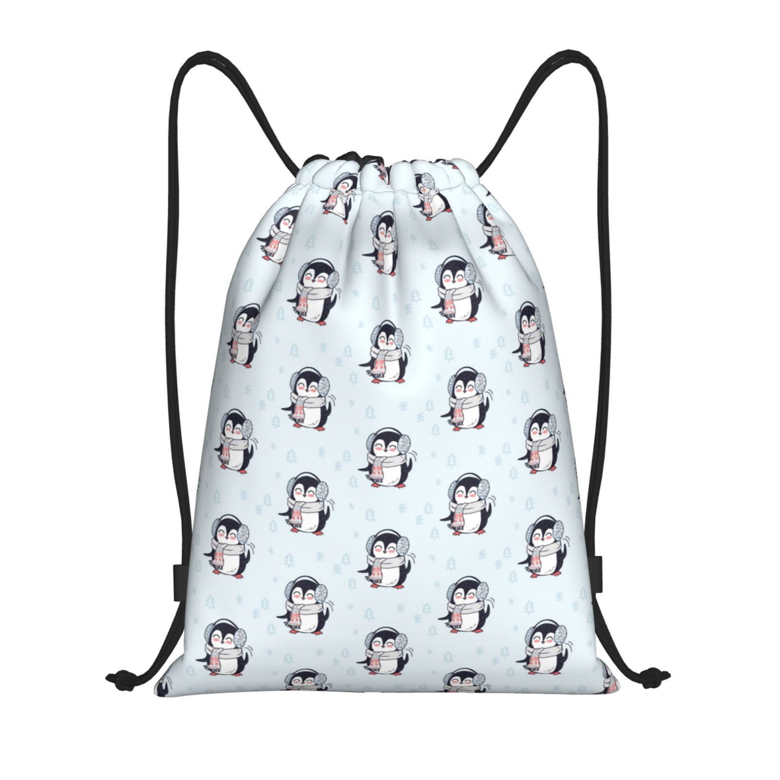 Drawstring Backpack, Cute Penguin with Scarf Light Waterproof Sports ...