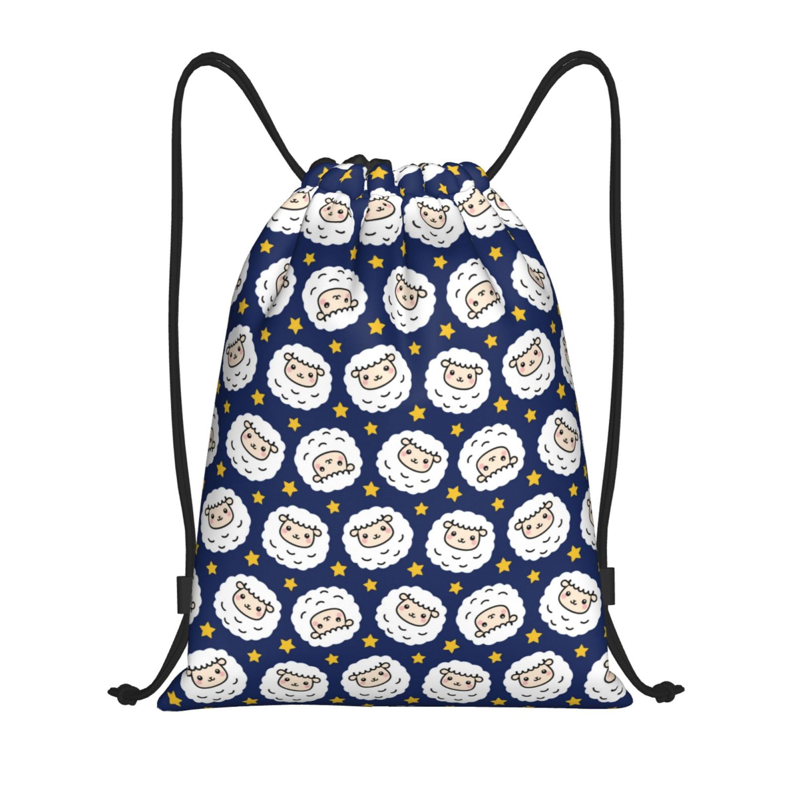 Drawstring Backpack, Cute Sheep With Star Light Waterproof Sports Gym ...